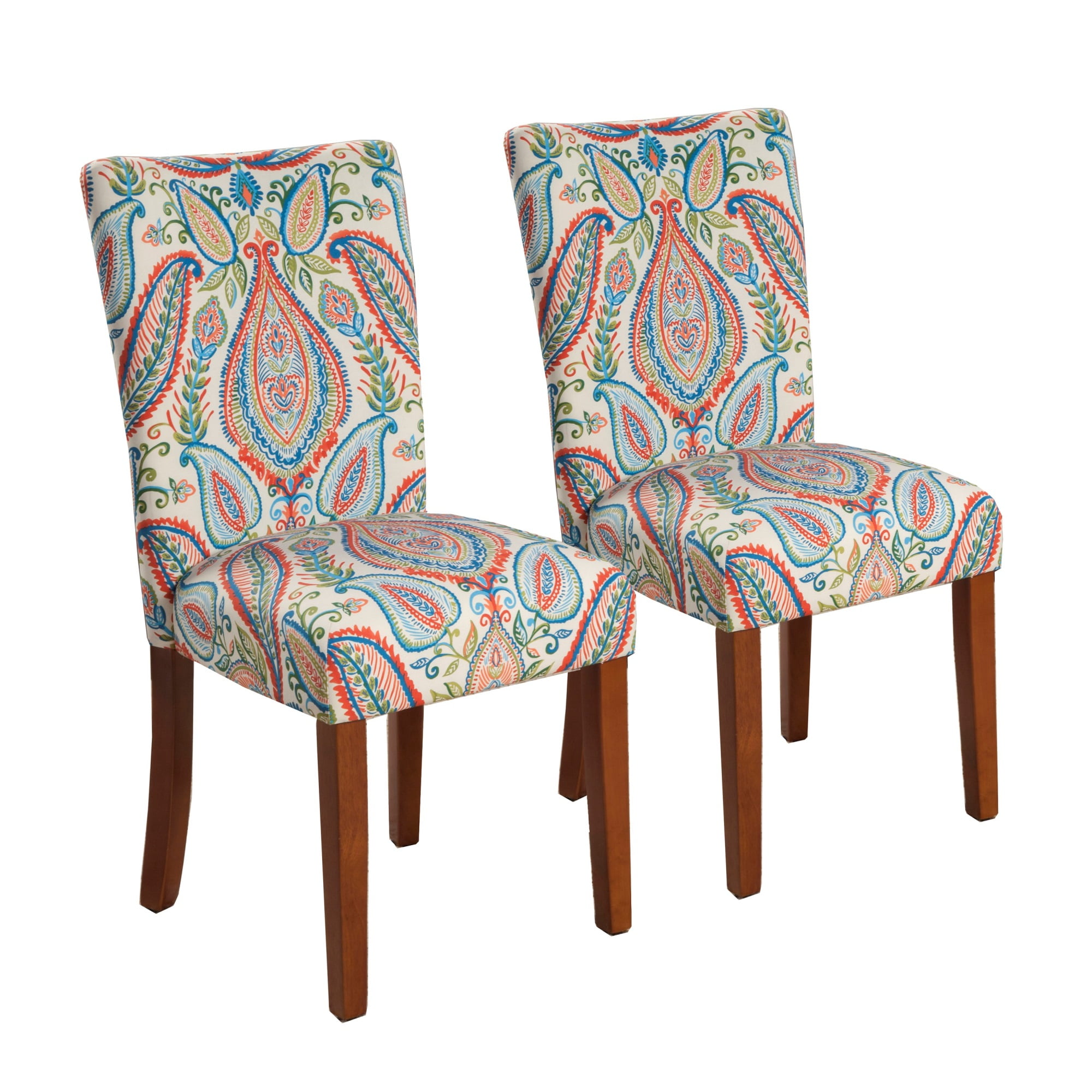 Wooden Dining Chair with Paisley Print Fabric Upholstery, Multicolor ...