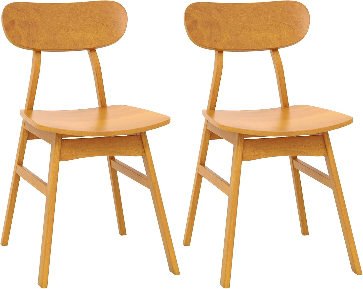 Wooden Dining Chairs Farmhouse Chairs with Curved Backrest & Seat Solid ...