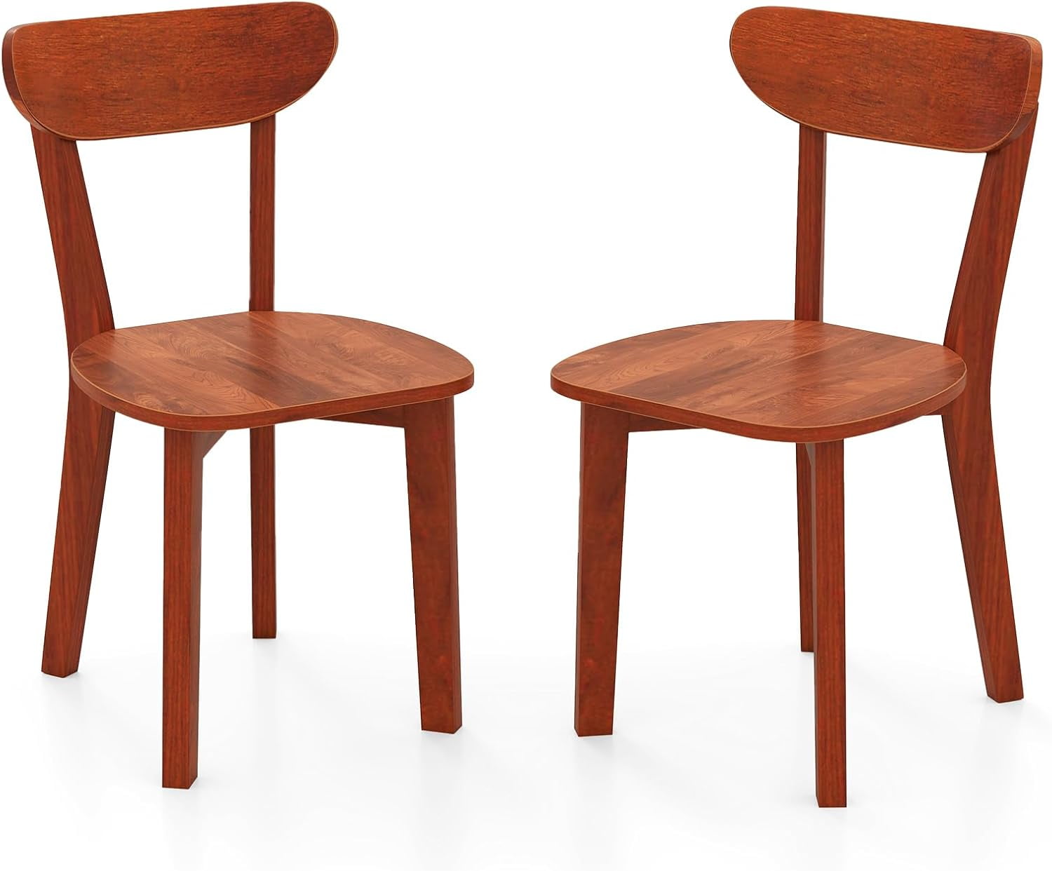 Wooden Dining Chairs Set of 2, Kitchen Chairs w/Curved Backrest & Solid ...