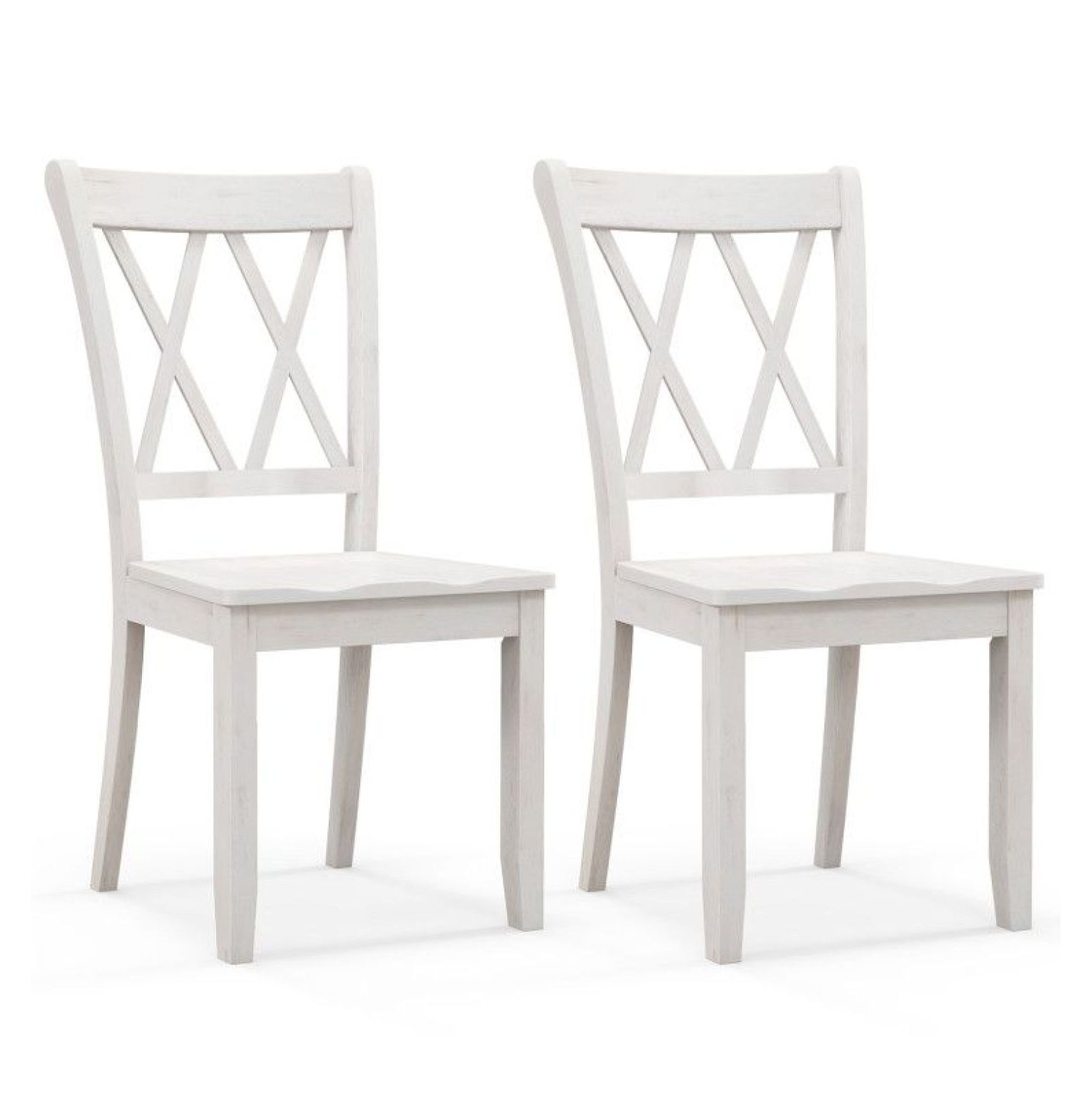 Wooden Dining Chairs Set of 2, Century Farmhouse Kitchen Chairs, White ...