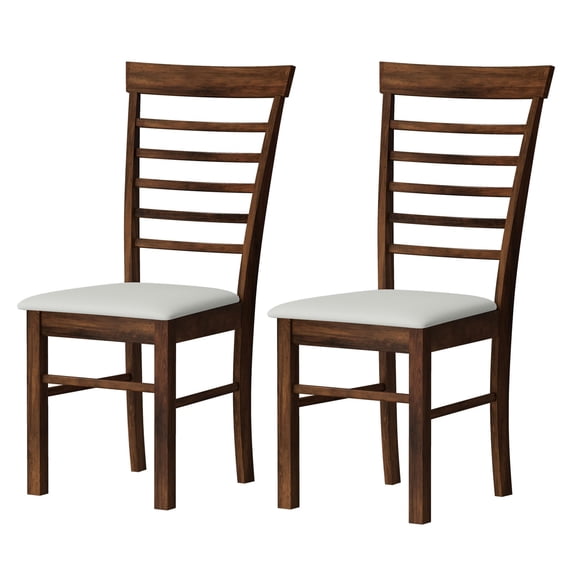 Wooden Dining Chairs Set of 2, Farmhouse Upholstered Kitchen Chairs ...