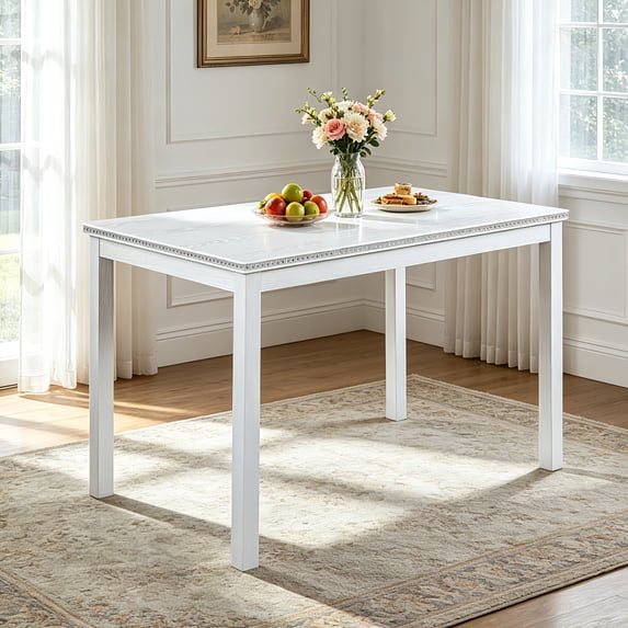 Wooden Dining Rectangular Table, Kitchen Table for Small Space, 4 ...