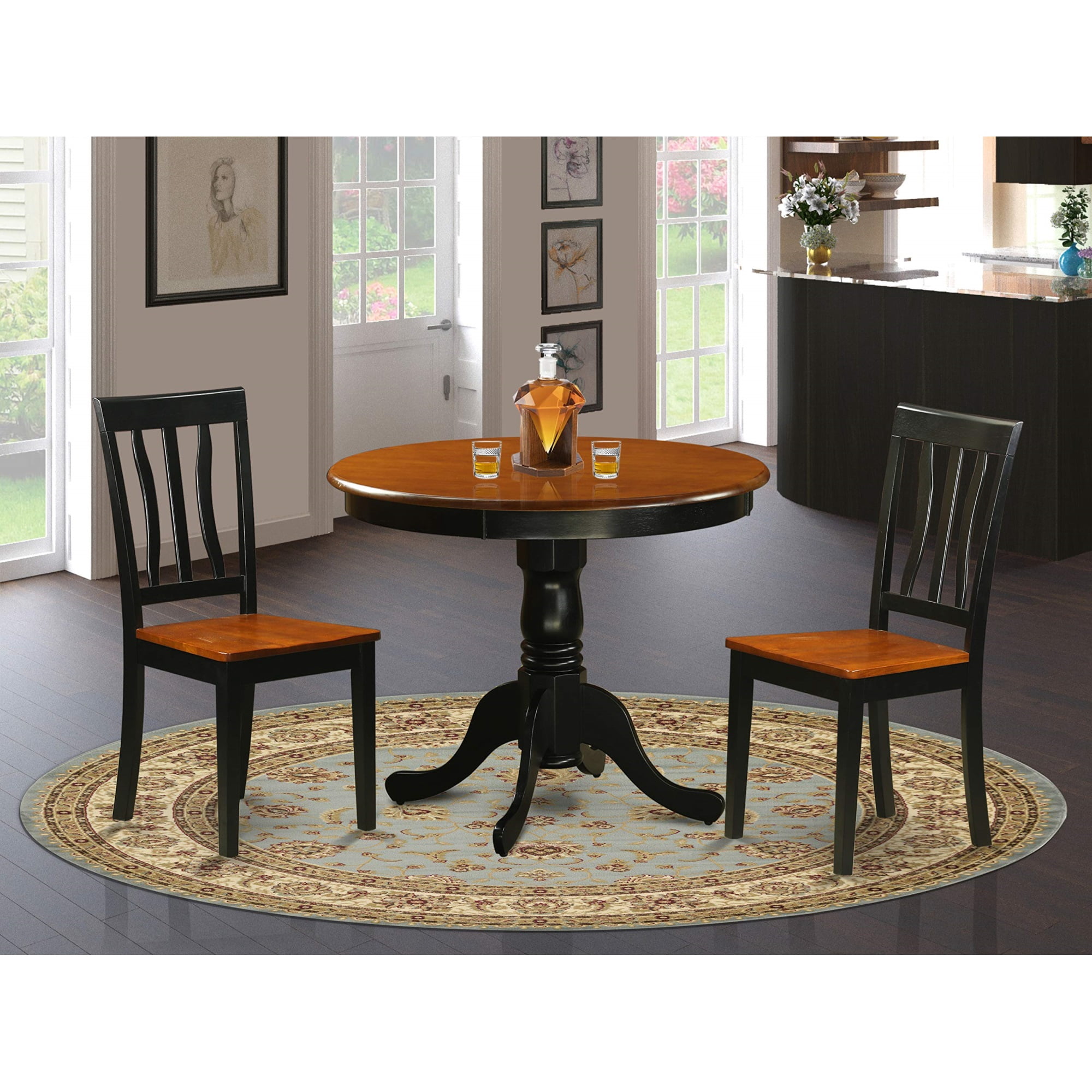 Wooden Dining Set - 2 Chairs & Centerpiece Table | High-Quality Asian ...