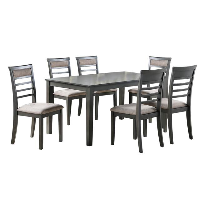 Wooden Dining Set with Block Feet & Cushioned Seat Chairs, Brown ...