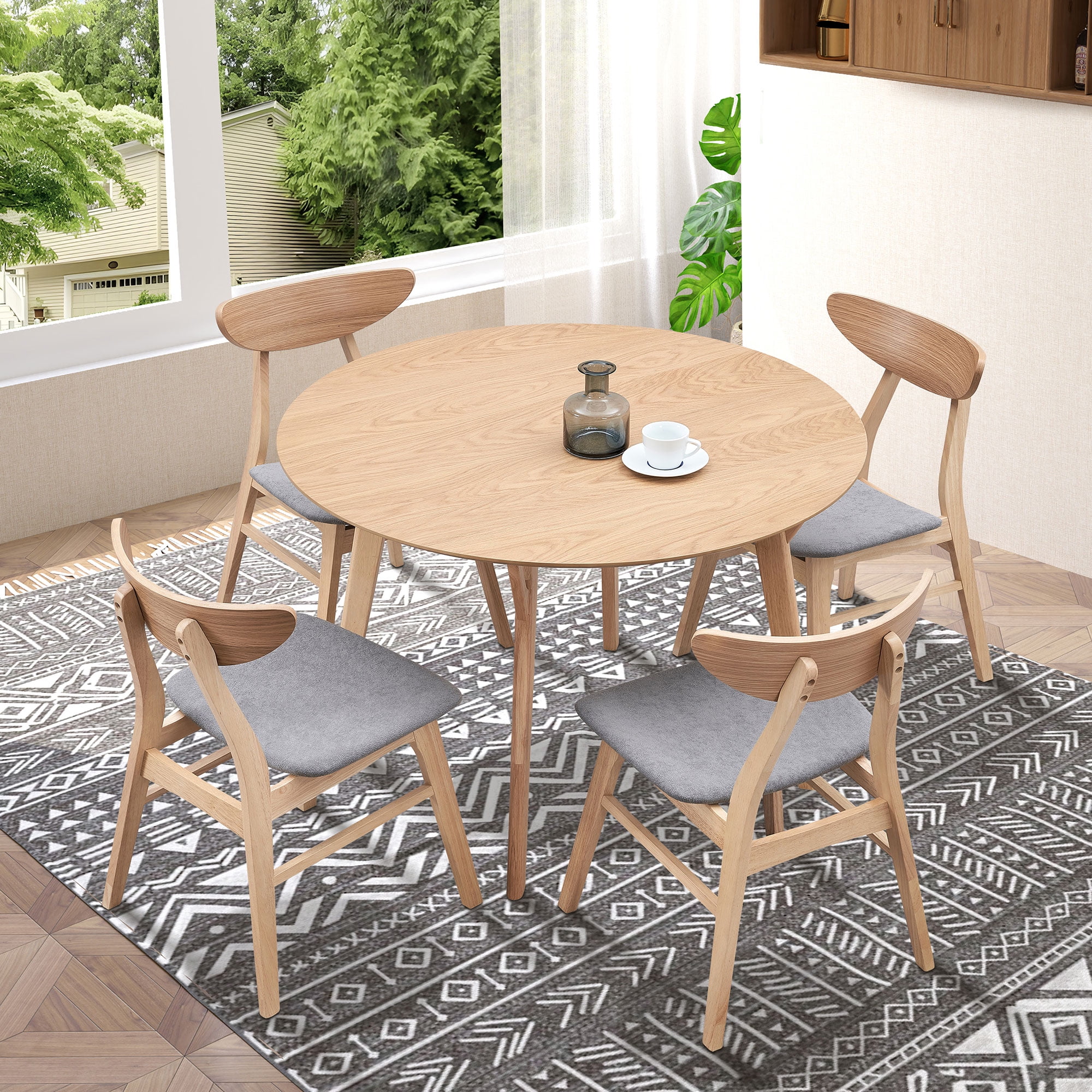 Wooden Dining Table Set,42.01 Inch Modern Simple Design Round Kitchen ...