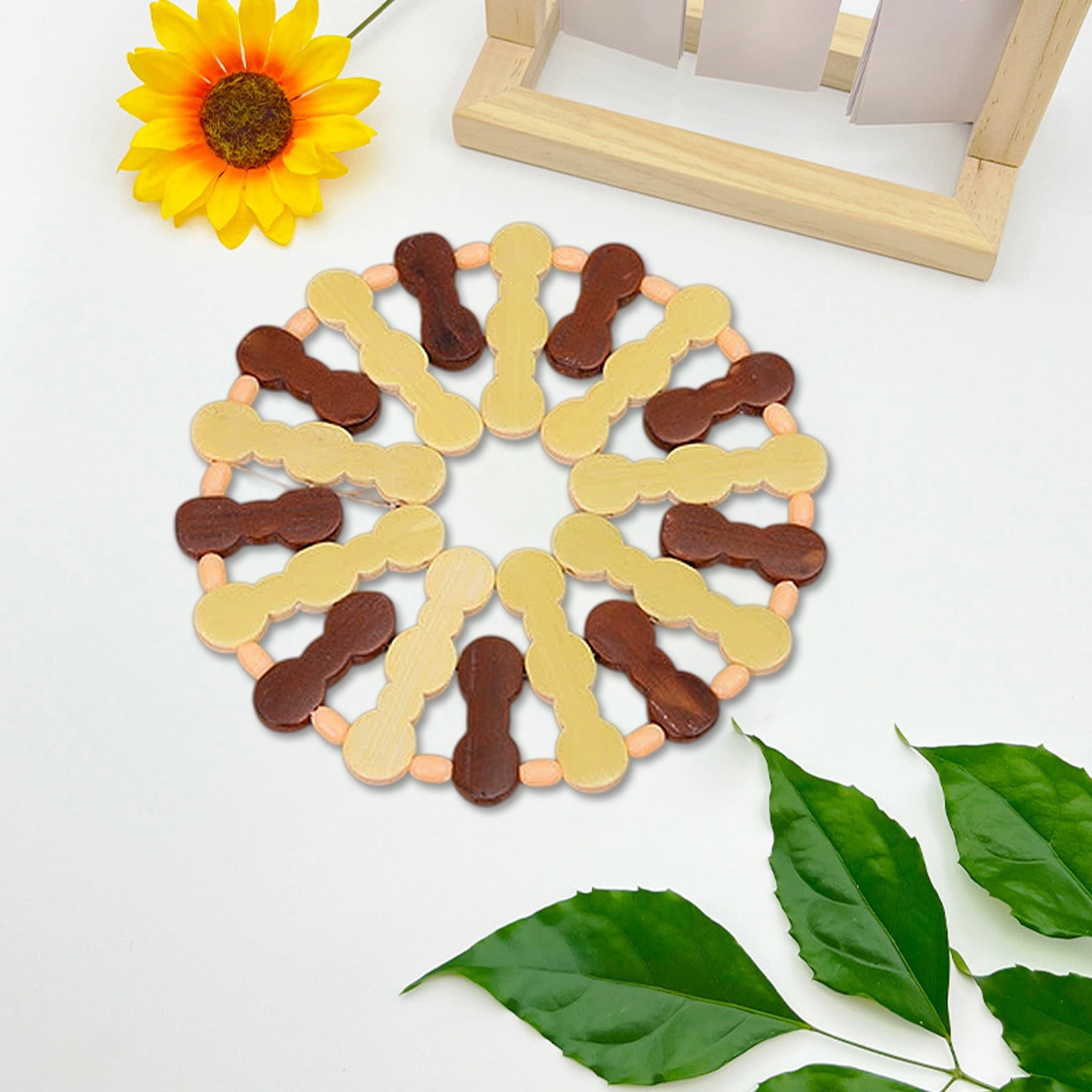 Wooden Dinner Mat, Thickened Heat Insulation, Non-Slip Pots Pans Mat ...