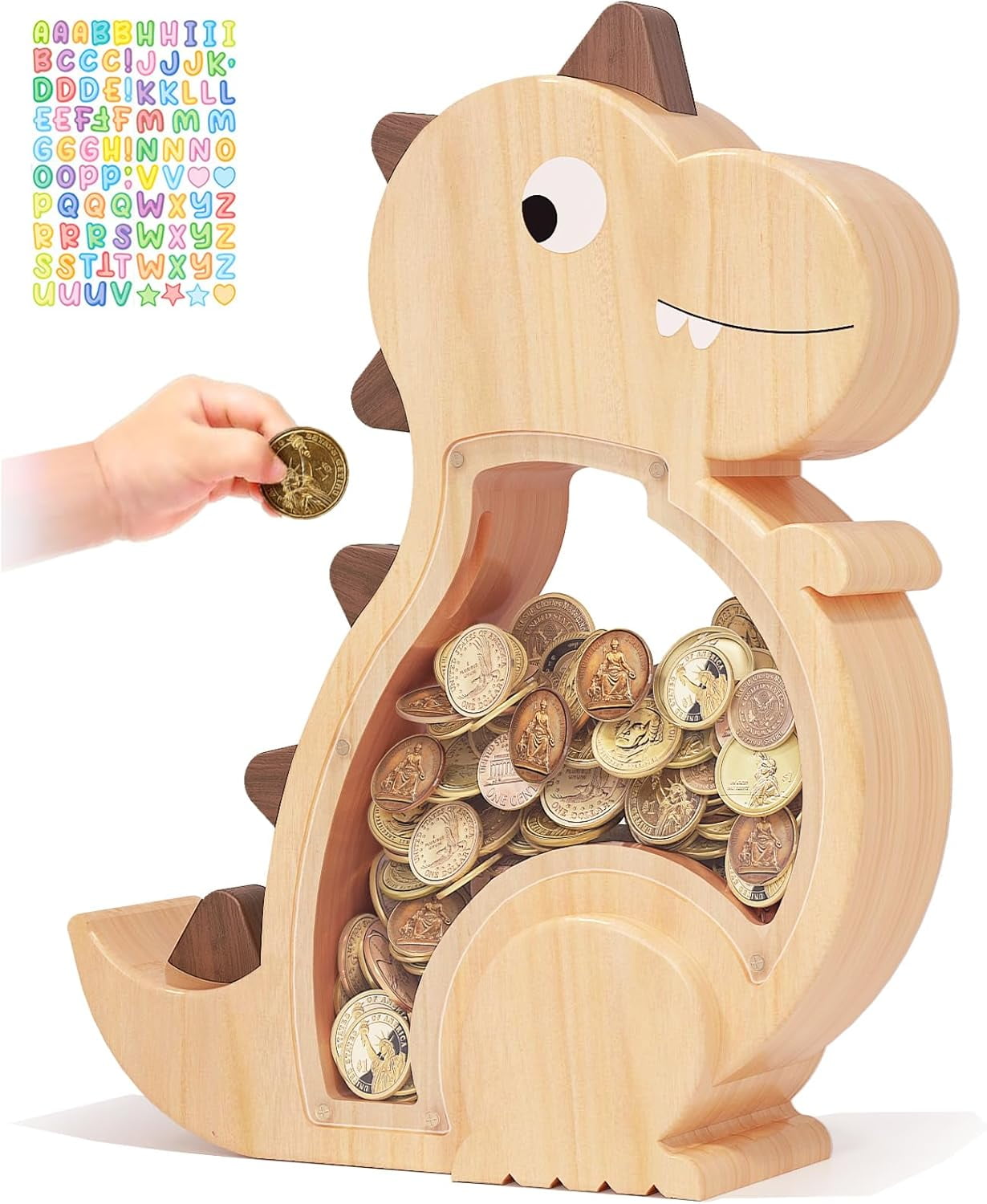 Wooden Dinosaur Piggy Bank,Cute Money Bank for Boys and Girls ...
