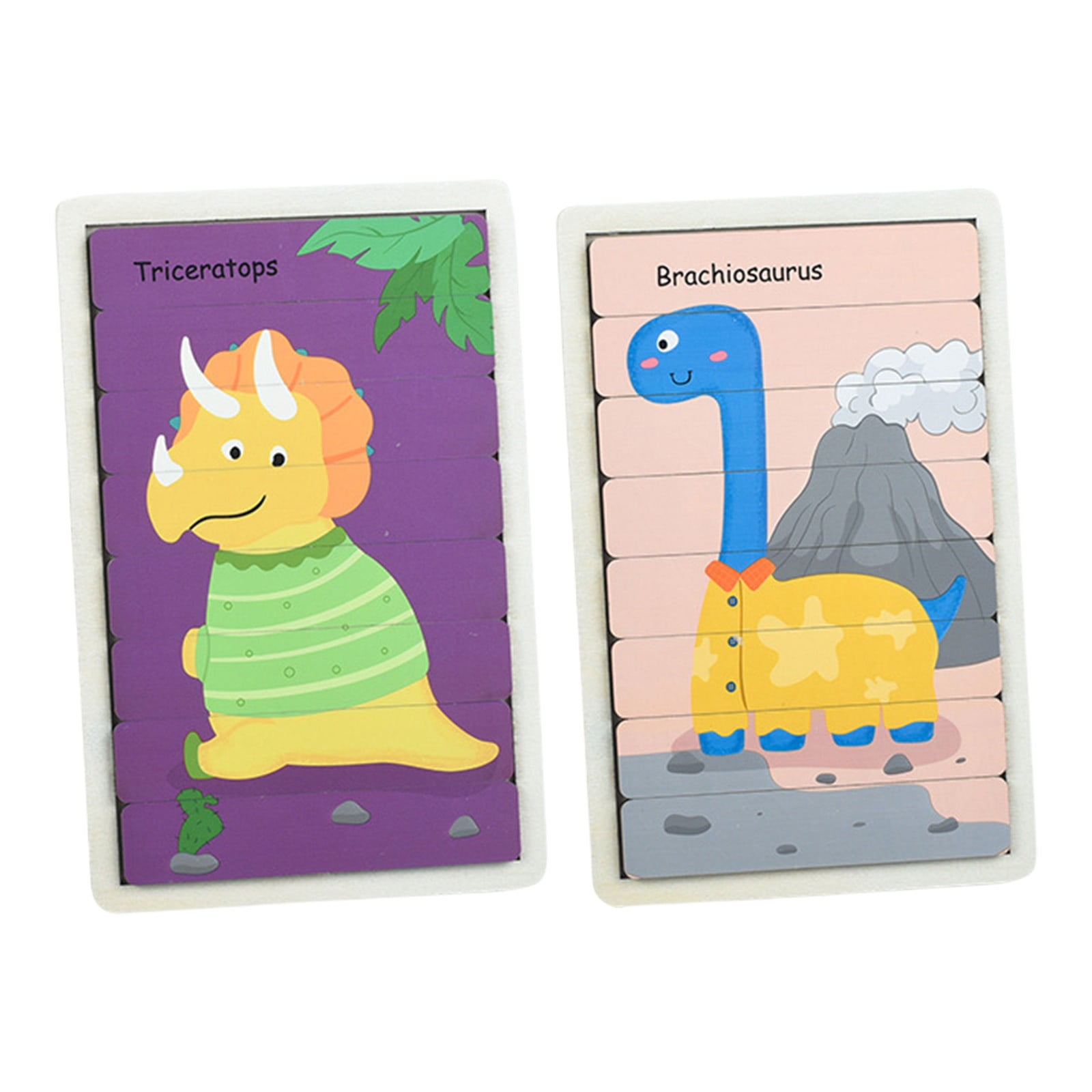 Wooden Dinosaur Puzzle, Children's Educational Puzzle, Early Learning ...