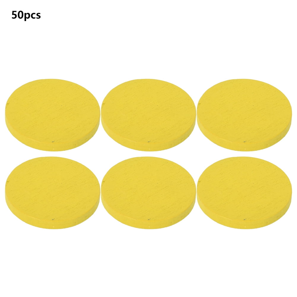 Wooden Discs for Crafts, 50PCs Yellow Laser-cut Solid Wood Veneer ...