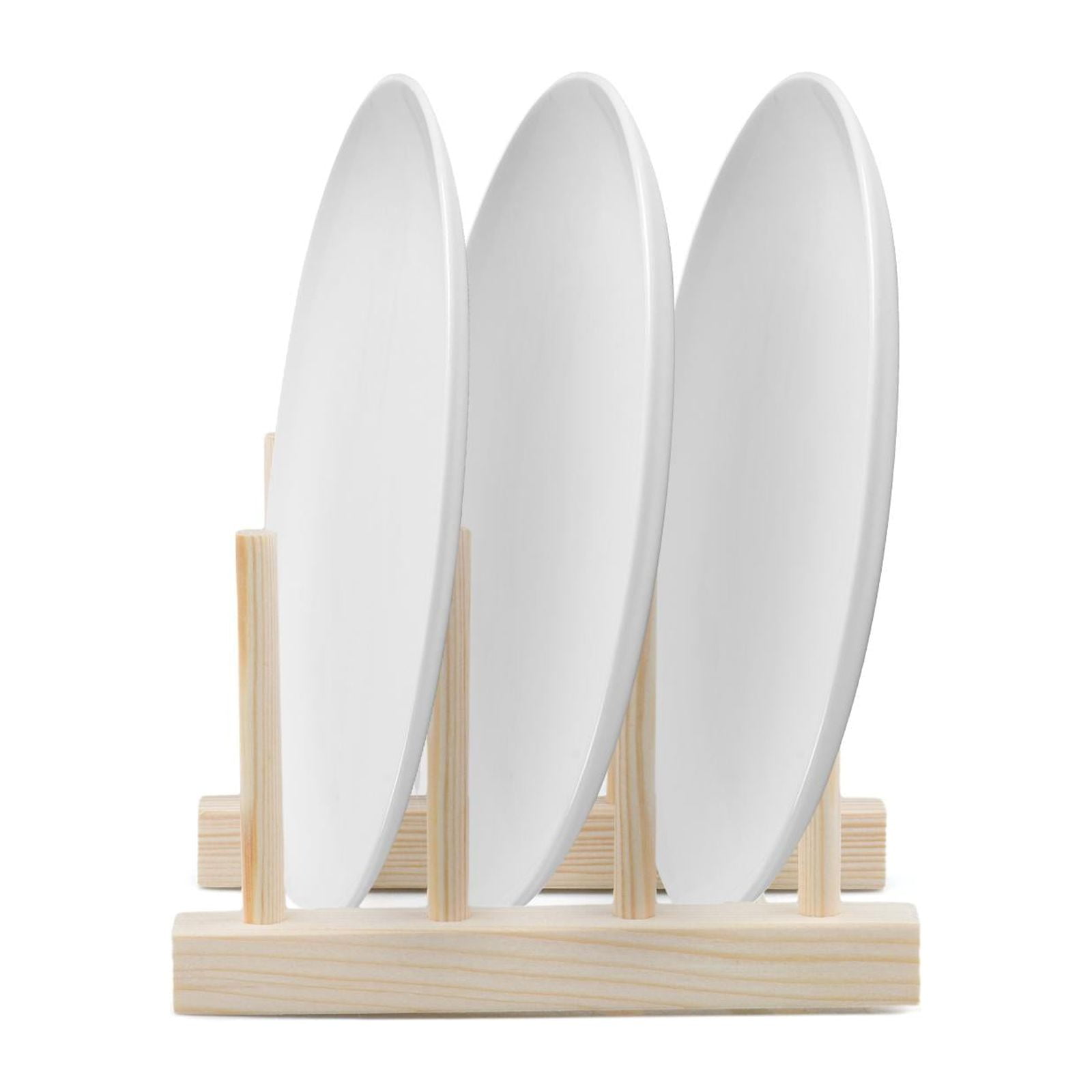 Wooden Dish Rack, Plate Rack Storage Holder for Kitchen Counter, Puzzle ...