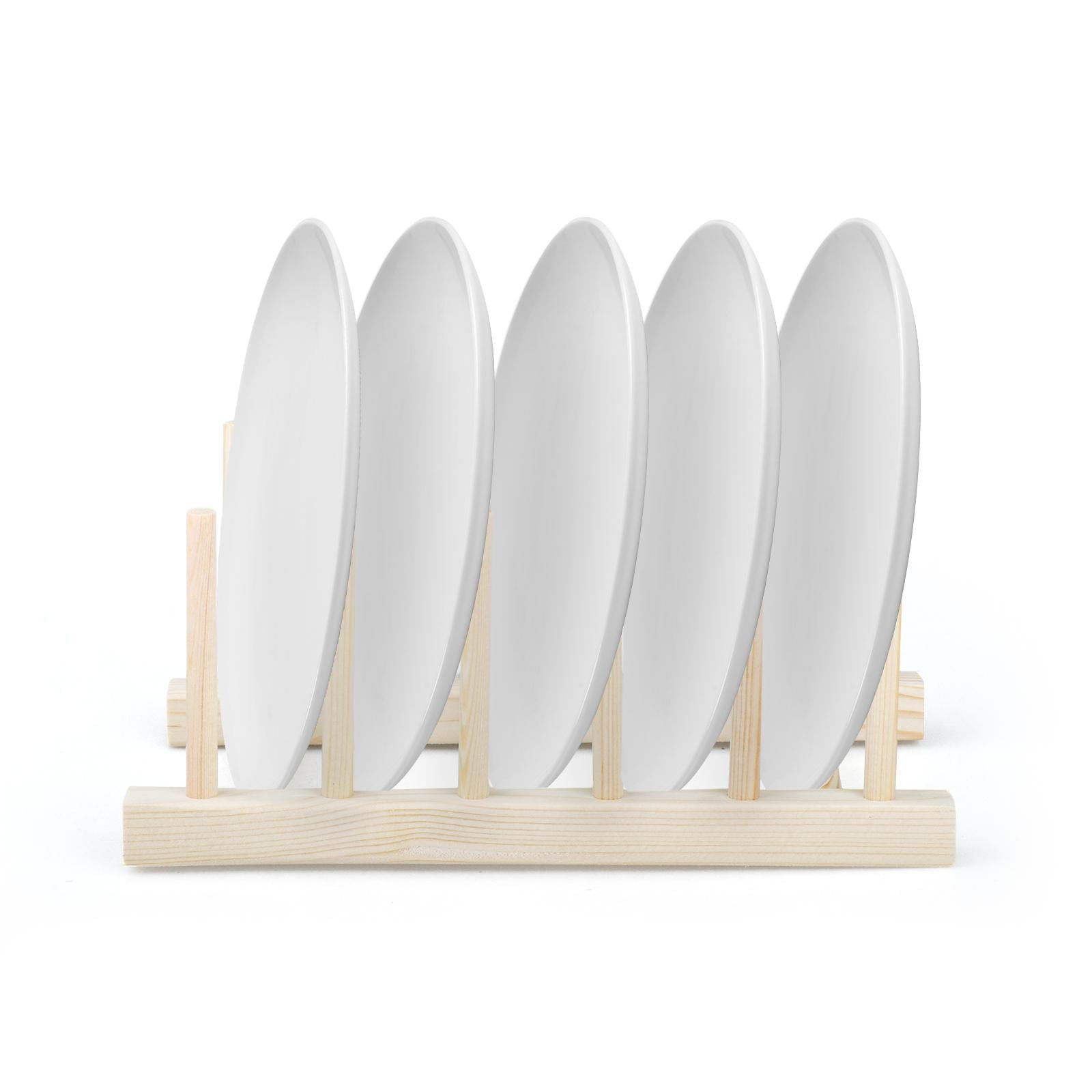 Wooden Dish Rack, Plate Rack Storage Holder for Kitchen Counter, Puzzle ...
