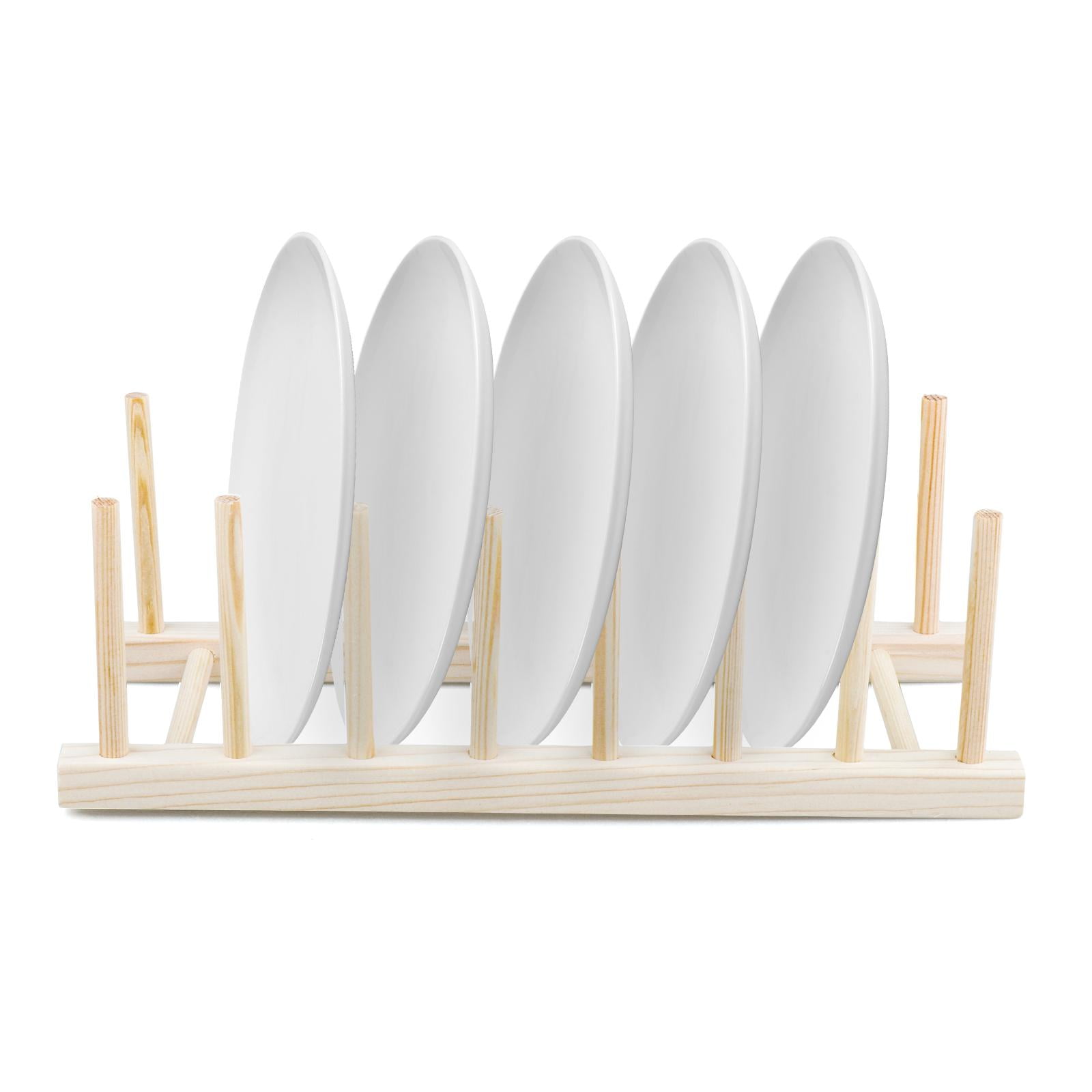 Wooden Dish Rack Puzzle Display Stand for Kitchen Cabinet Drainer Plate ...