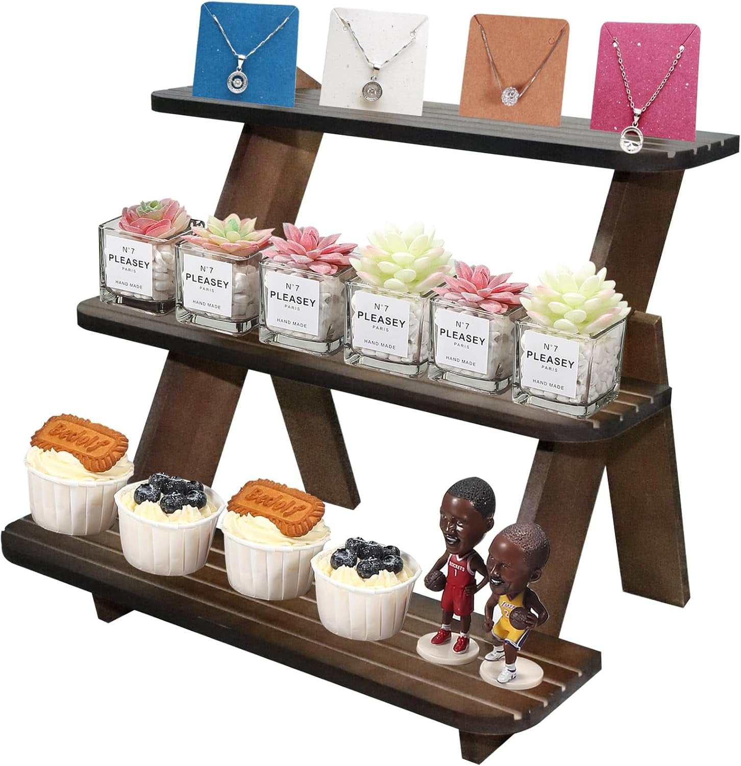 Wooden Display Riser, 3-Tier Earring & Ring Holder Stands, Farmhouse ...