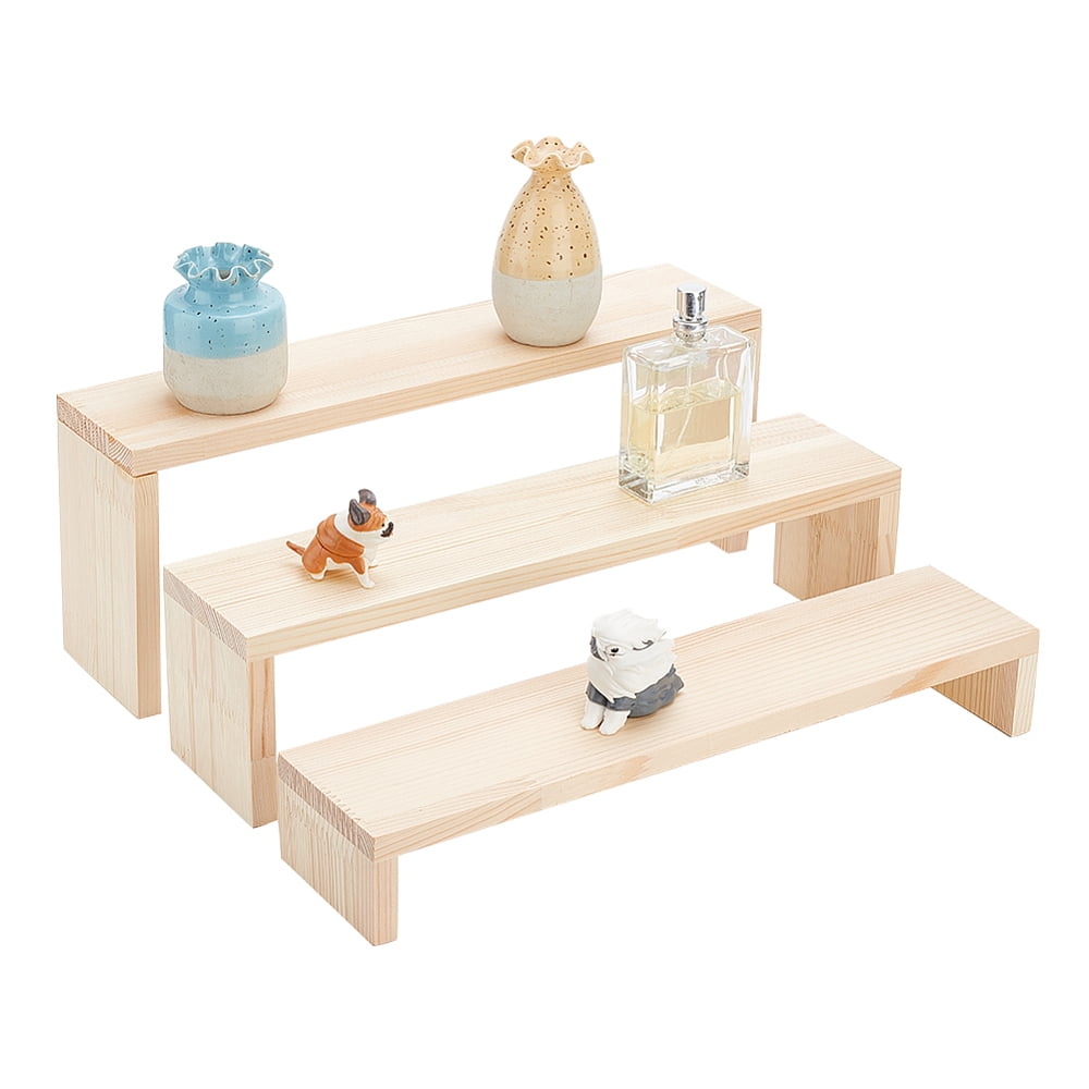 Wooden Display Riser Stand Tiered Countertop 3 Tier Counter Shelf ...
