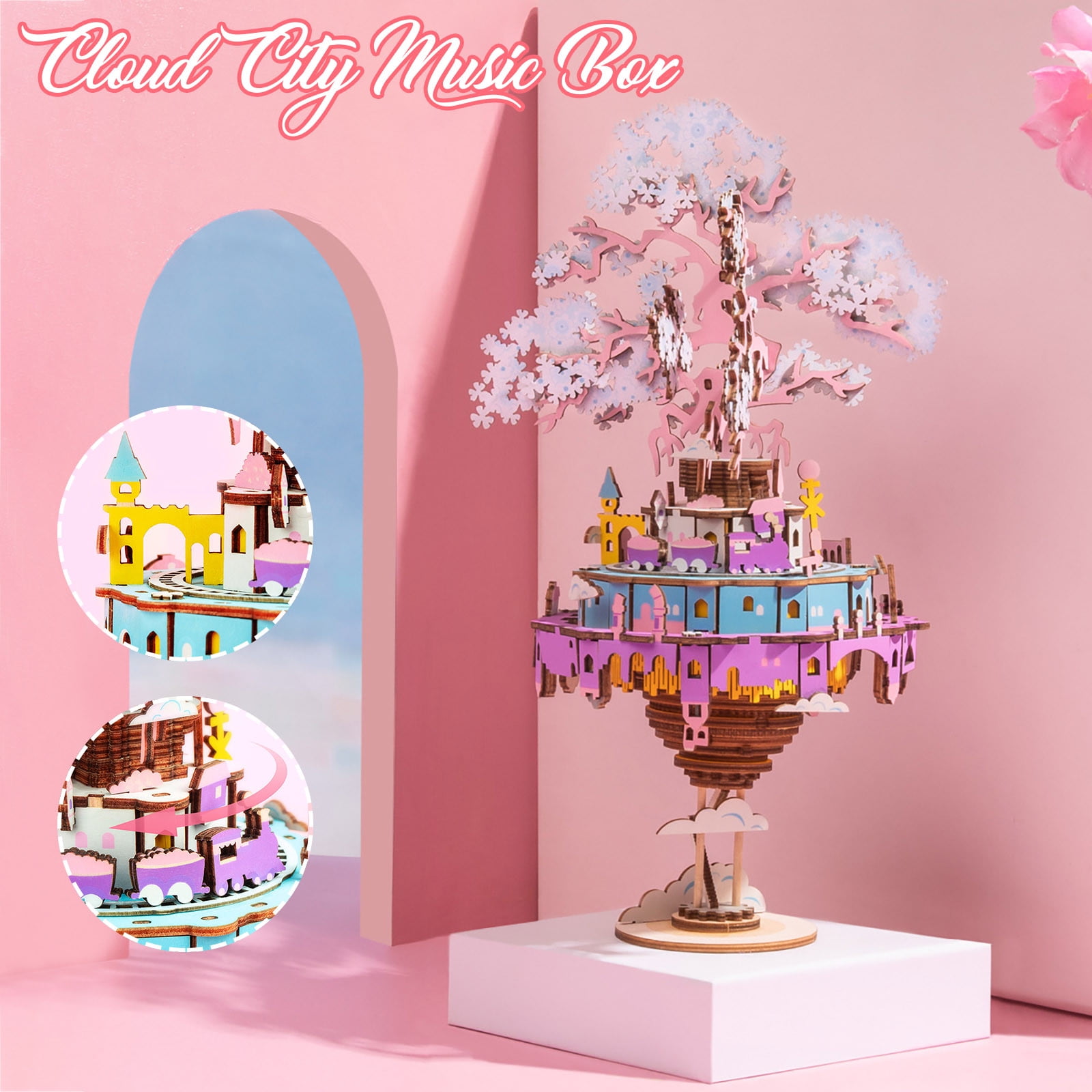 Wooden Diy Assembled Music Box Stereo Combination Retro Music Box ...