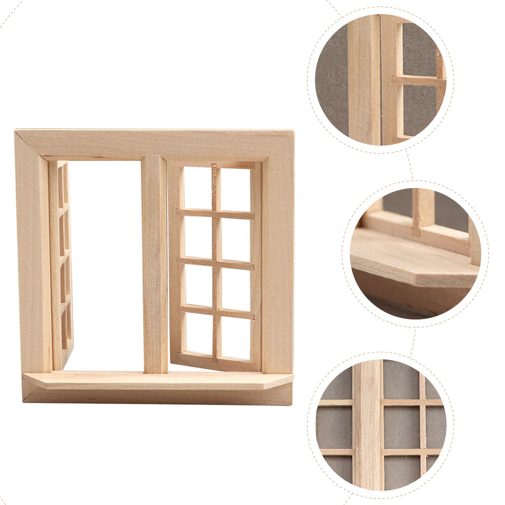 Wooden Diy Window Uncolored Mini Window Children Plaything Miniature ...