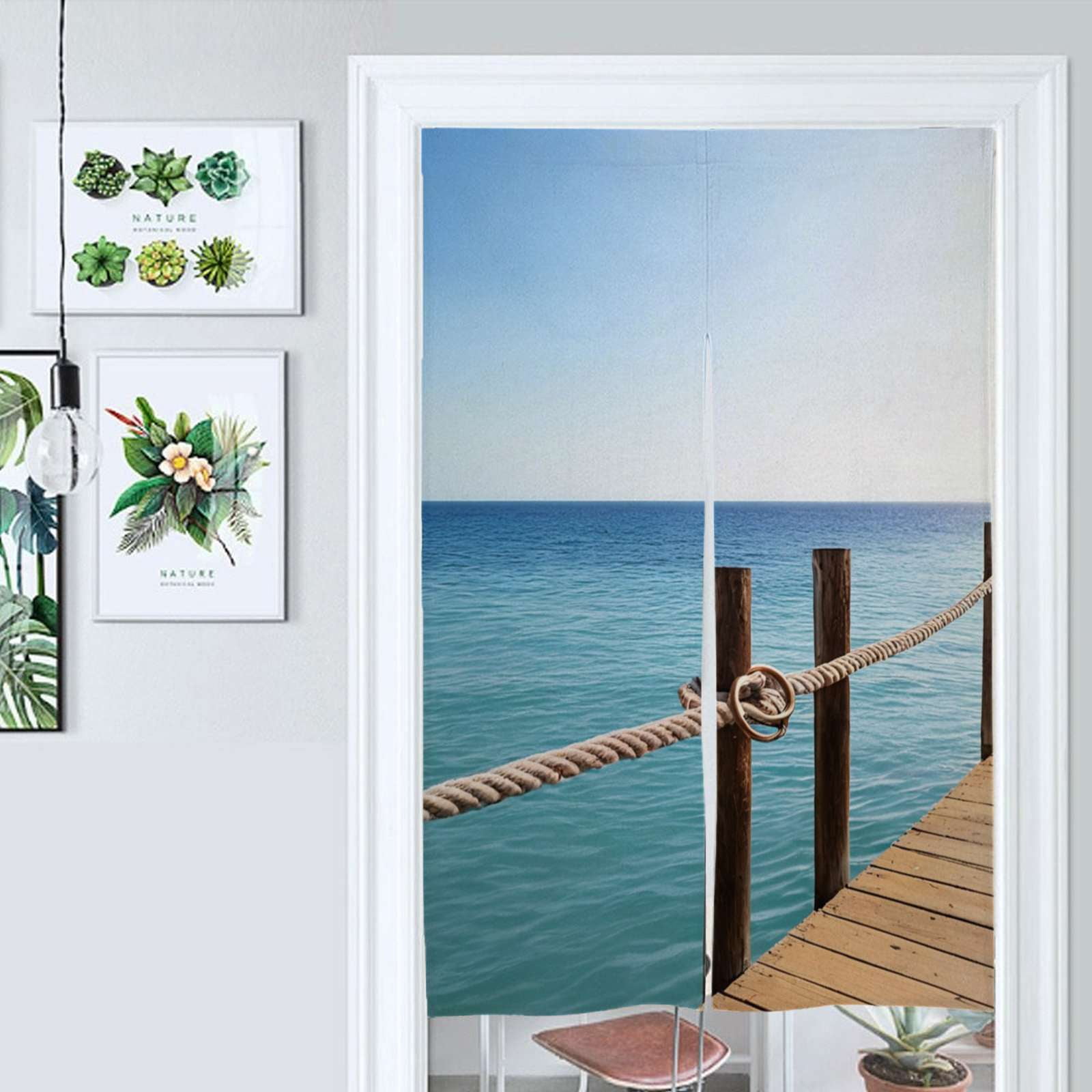 Wooden Dock Rope Rail Door Curtain Nordic Living Room DoorCurtain Porch ...