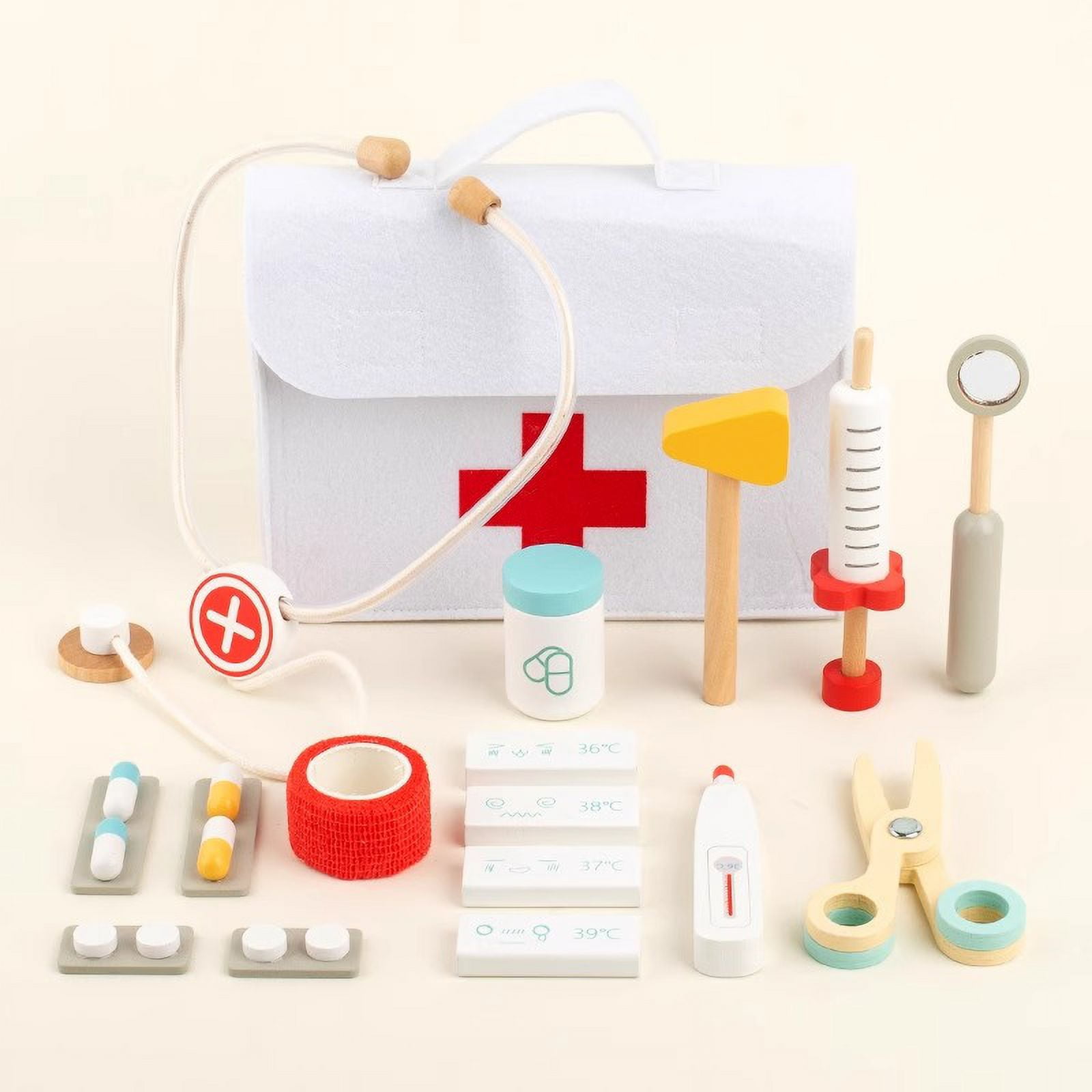 Wooden Doctor Kit For Kids,Pretend Playset For Toddlers With Medical ...