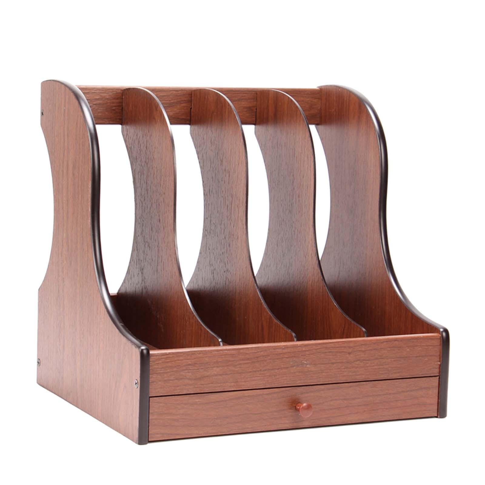 Wooden Document Holder Multilayer Desk Tidy Multipurpose Magazine Rack ...