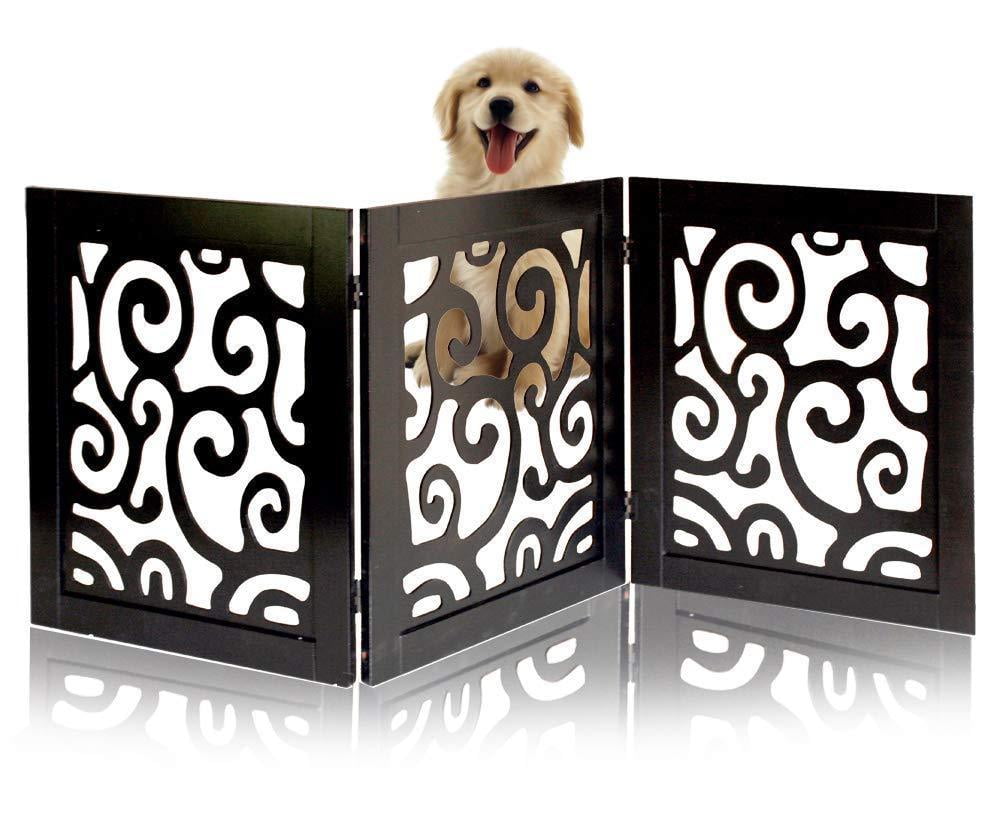 Indoor Stand Alone Foldable Wood Pet Gate Fence, Freestanding, Portable ...