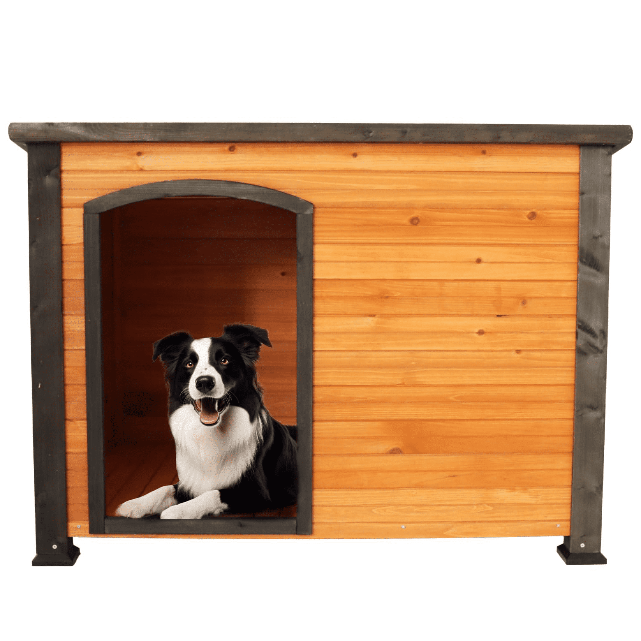 Wooden Dog House, 45" Outdoor And Indoor Kennel For Large Dogs ...