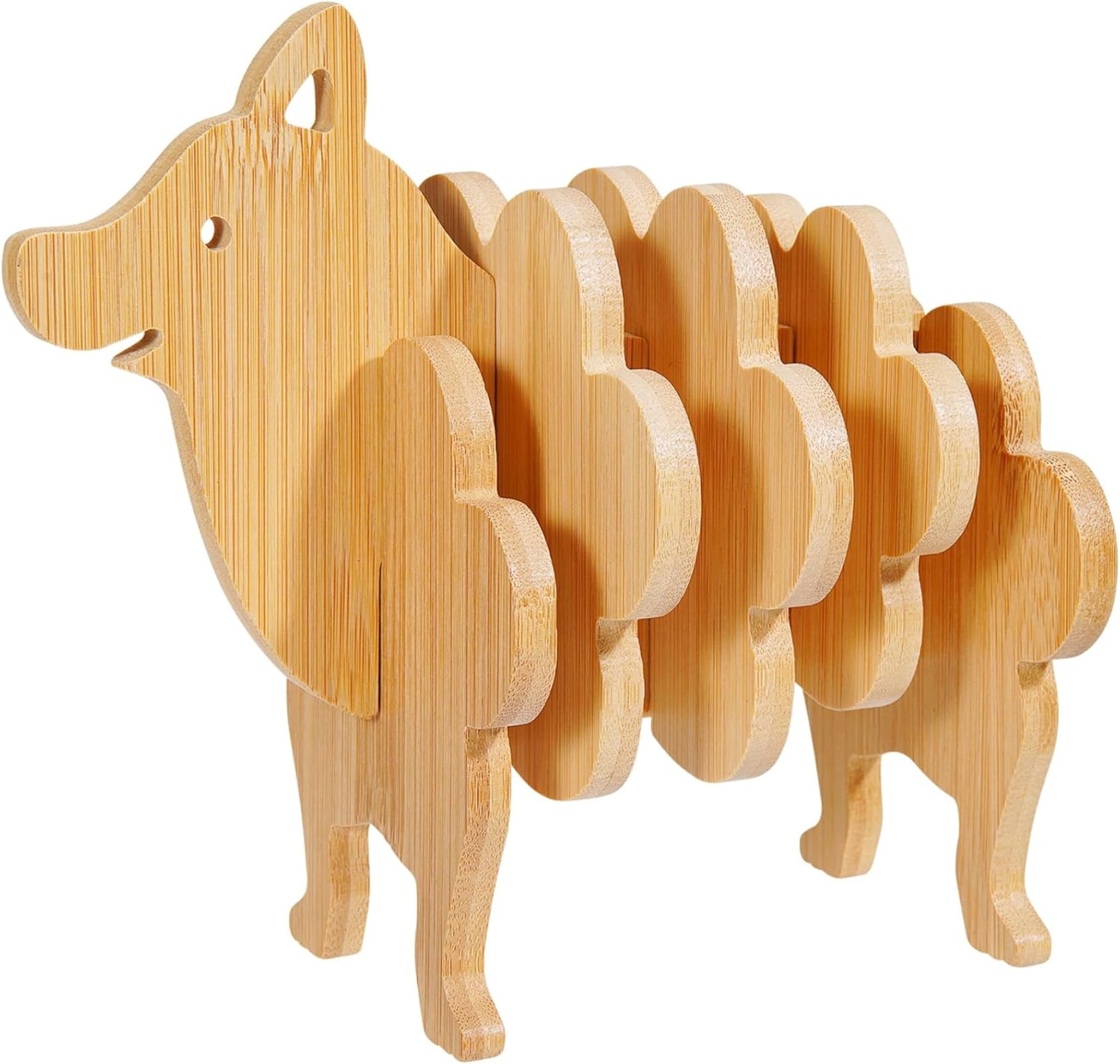 Wooden Dog Puzzle Coasters Set, Coasters Set of 6 Pieces, Natural ...