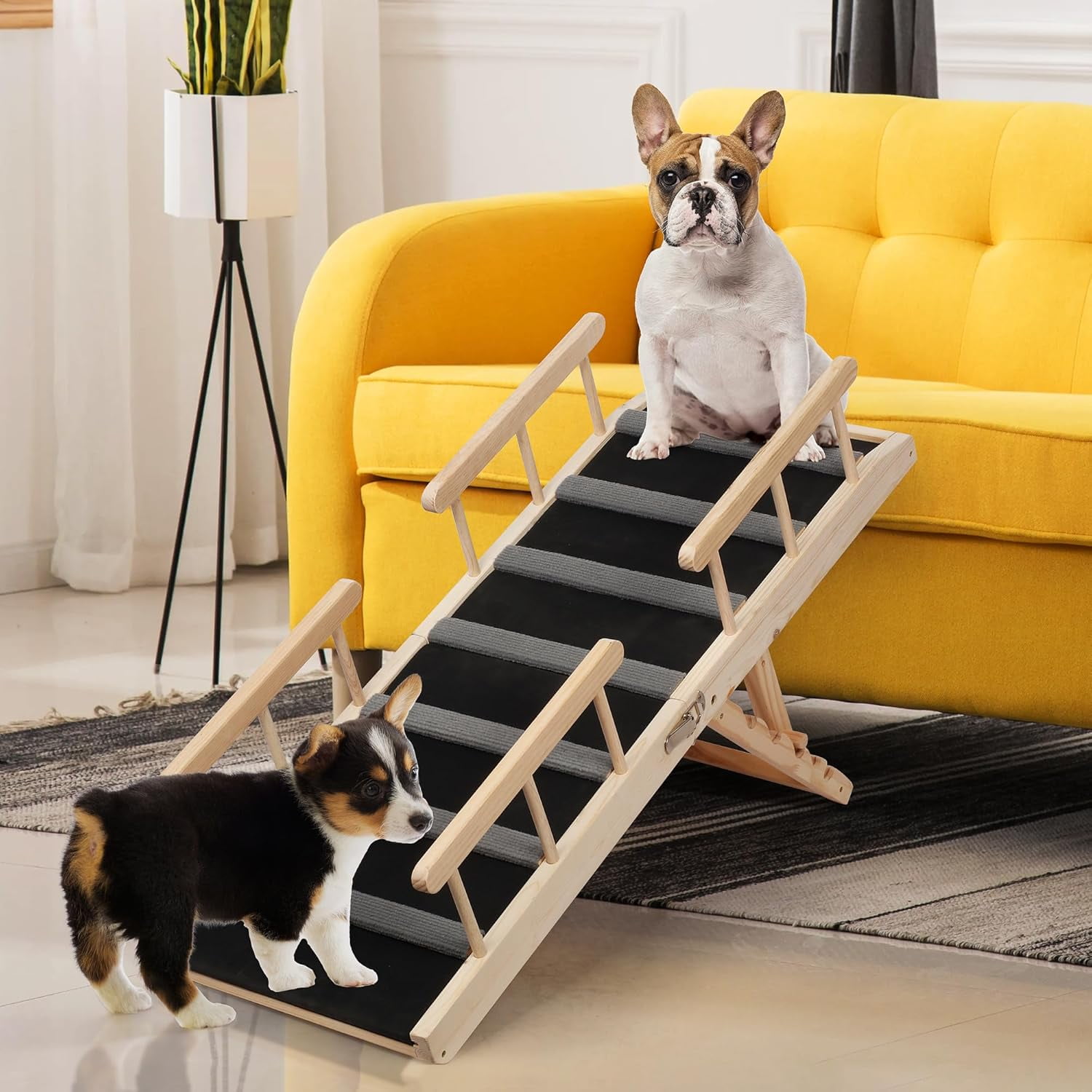 Wooden Dog Ramp for Car Dog Stairs for High Beds, Foldble Pet Steps ...