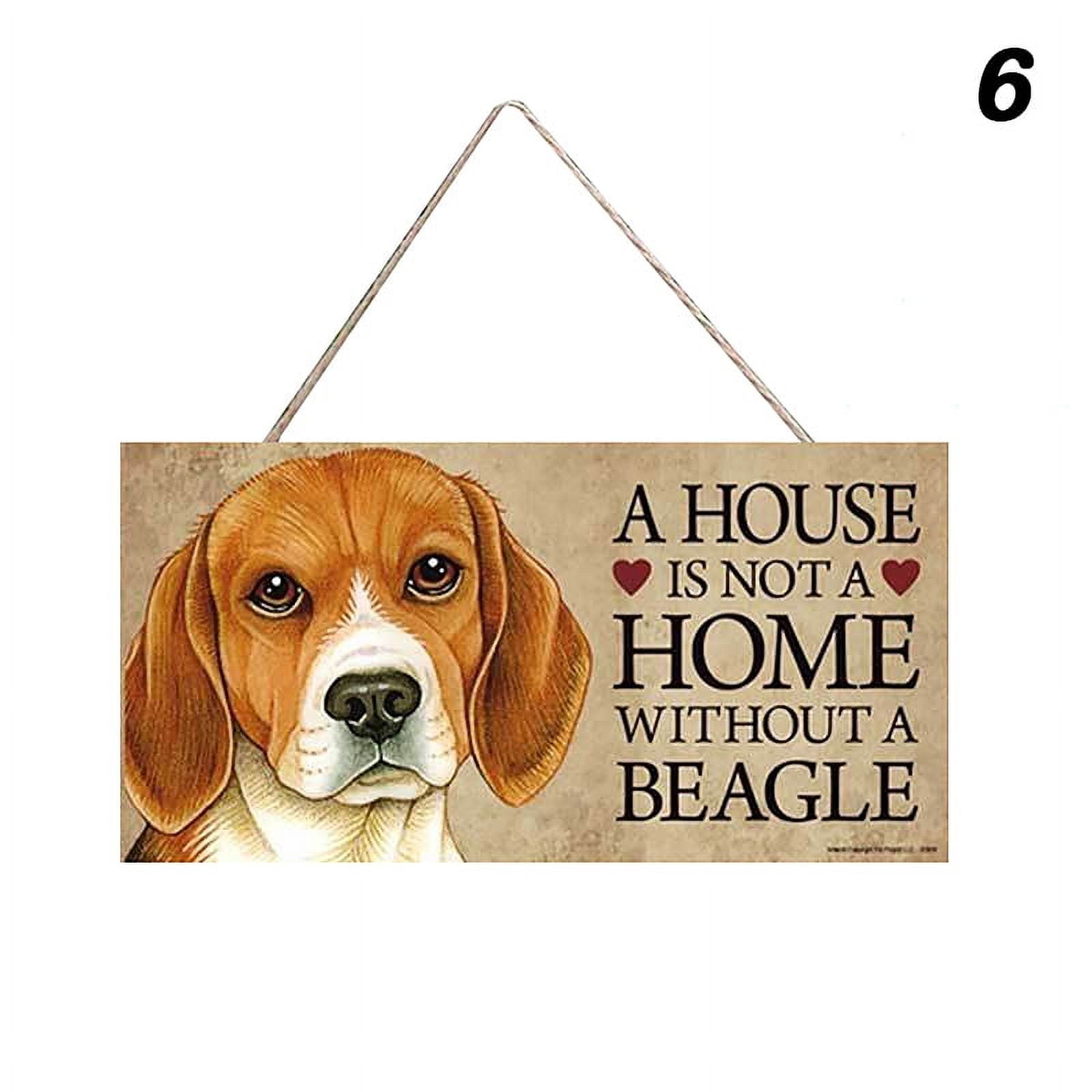 Wooden Dog Sign For Front Door Fence Yard Hanging Rectangular Pet Tag ...