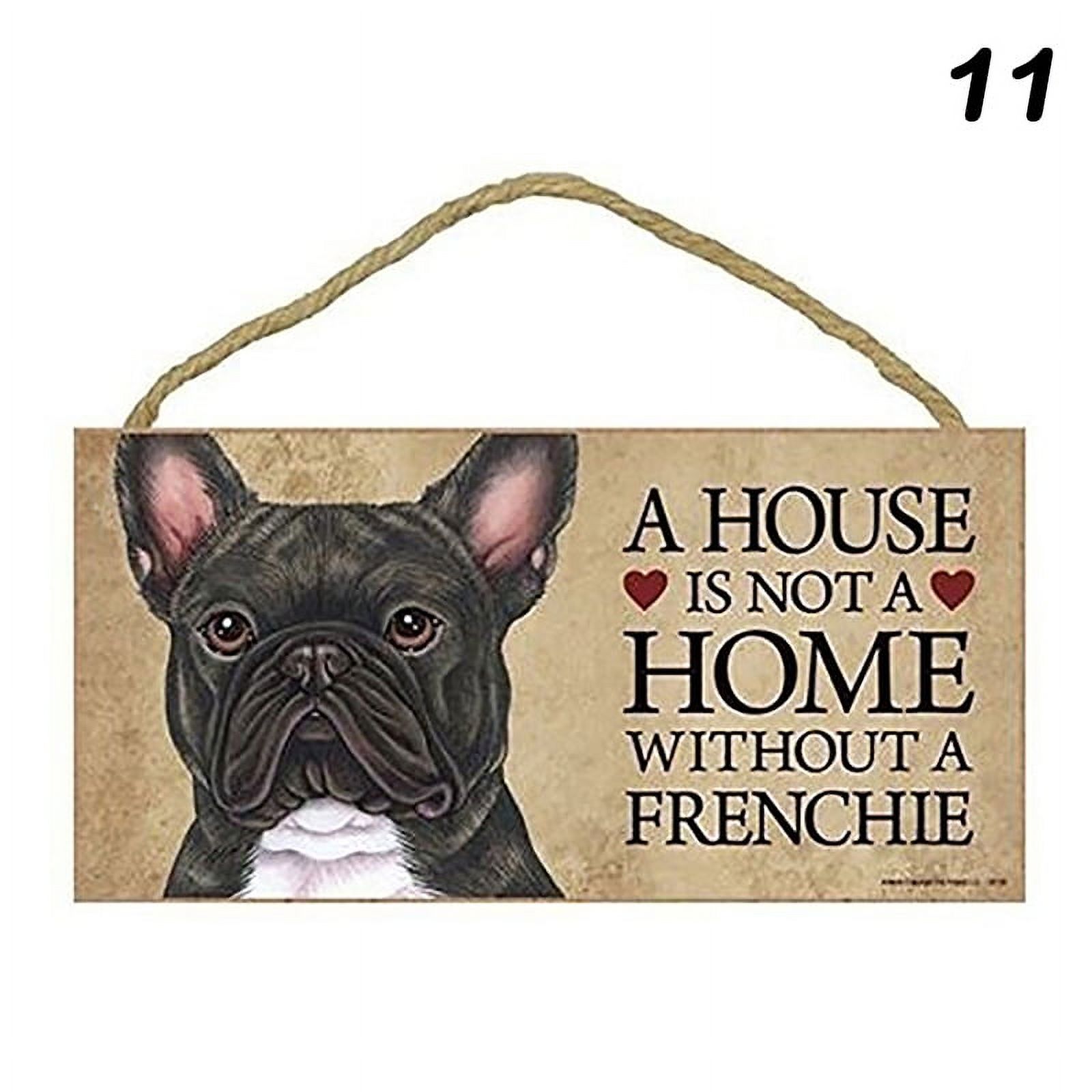 Wooden Dog Sign for Front Door Fence Yard Hanging Rectangular Pet Tag ...