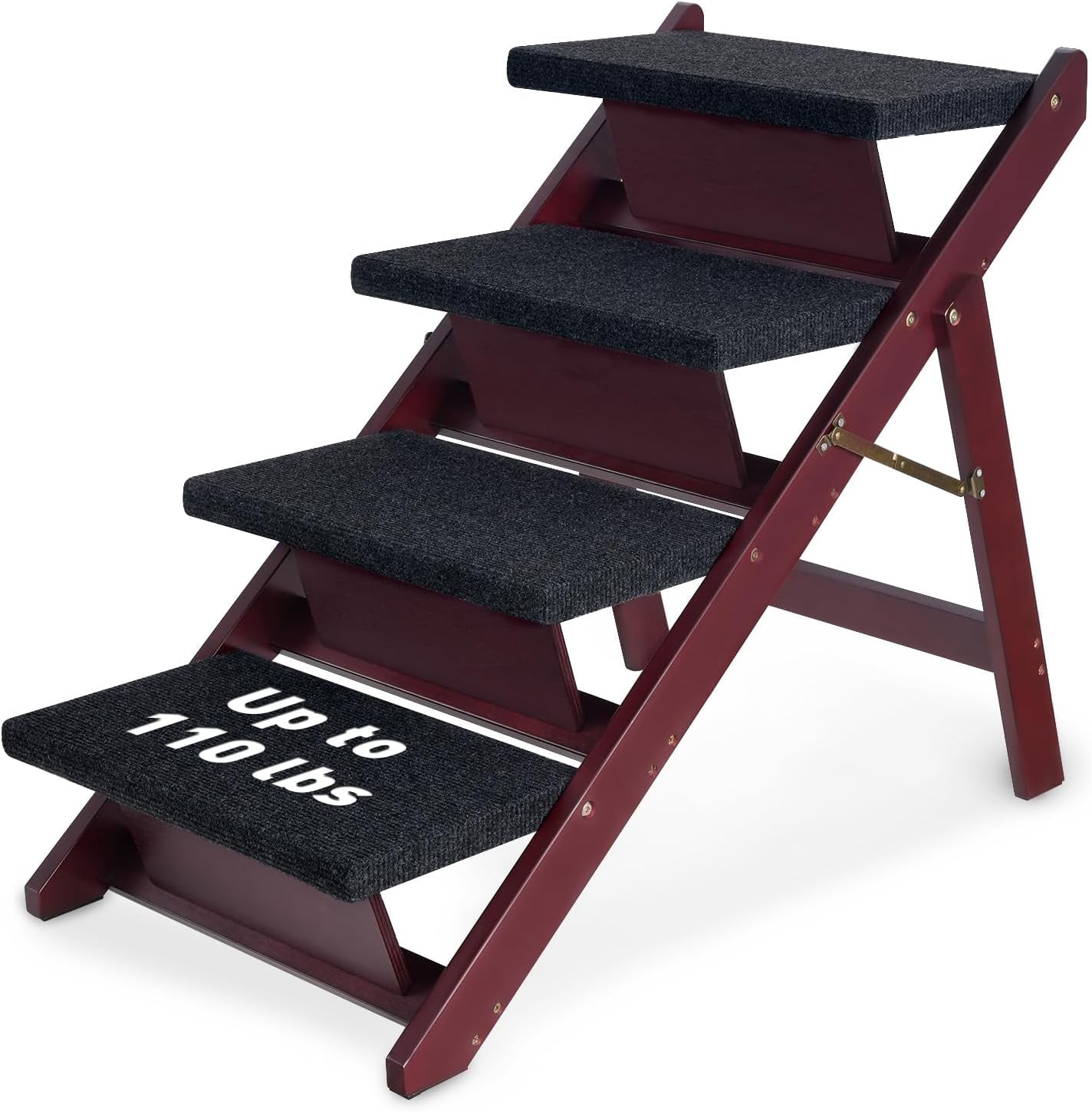 Wooden Dog Stairs/Steps - Foldable 4 Steps Dog Steps for High Bed Couch ...