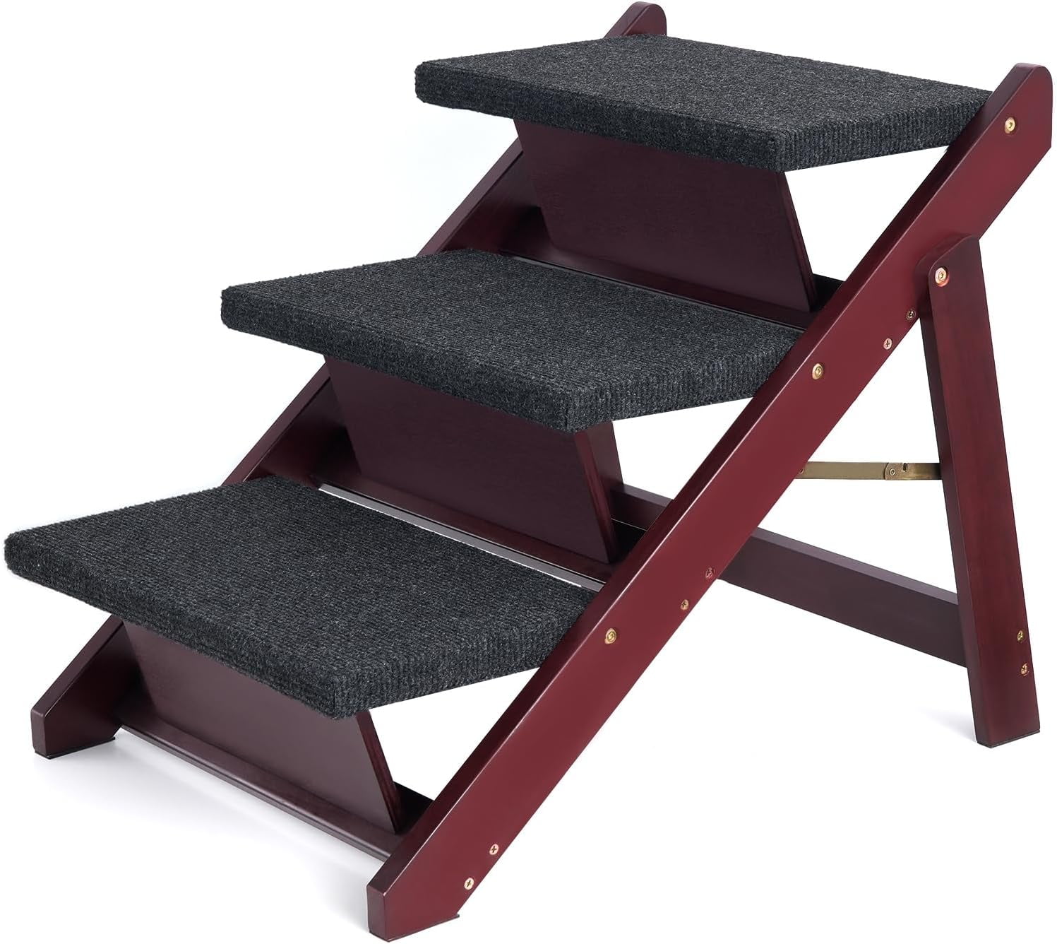 Wooden Dog Stairs/Steps - Foldable 4 Steps Dog Steps for High Bed Couch ...