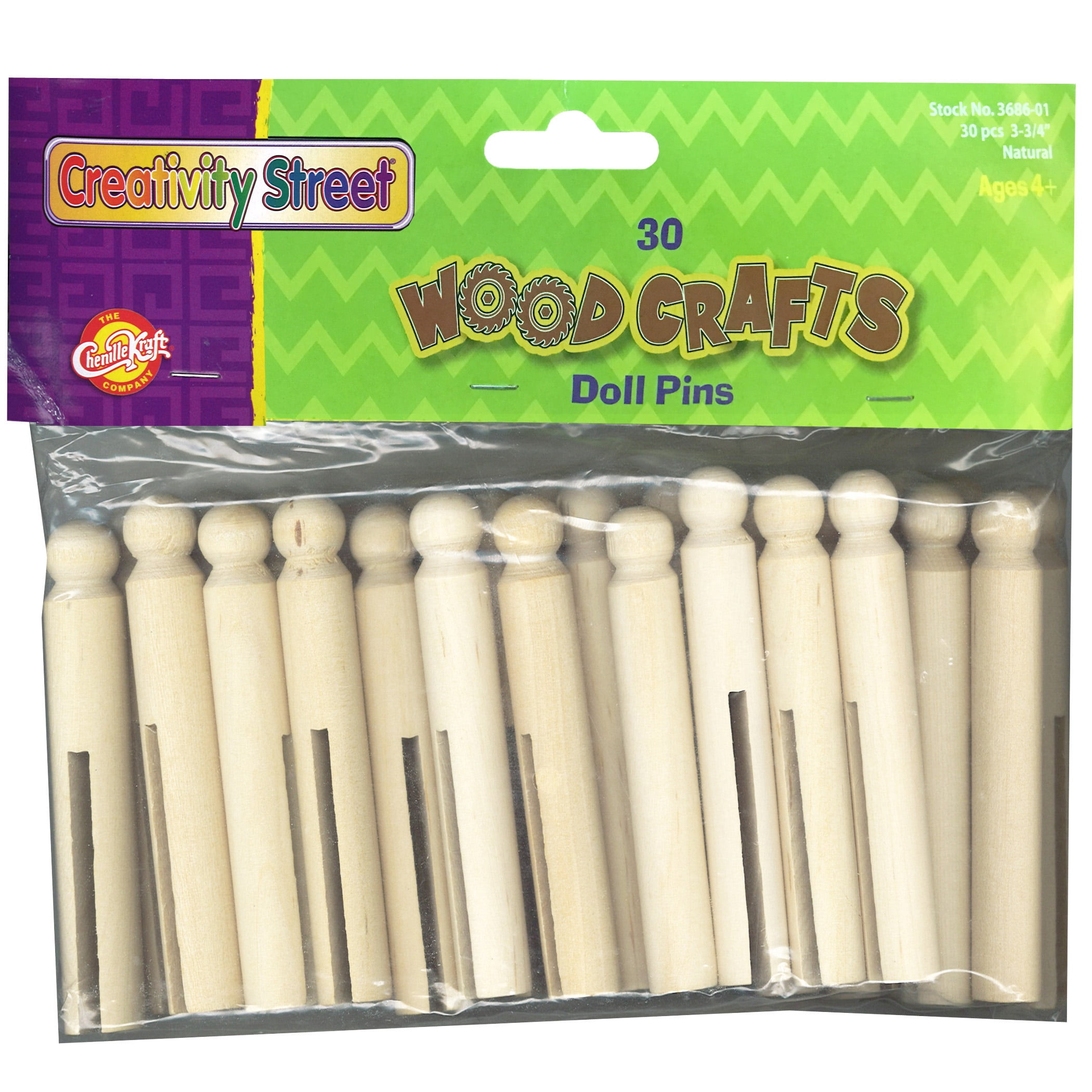 Wooden Doll Pin, 30 Per Pack, 6 Packs - Walmart.com