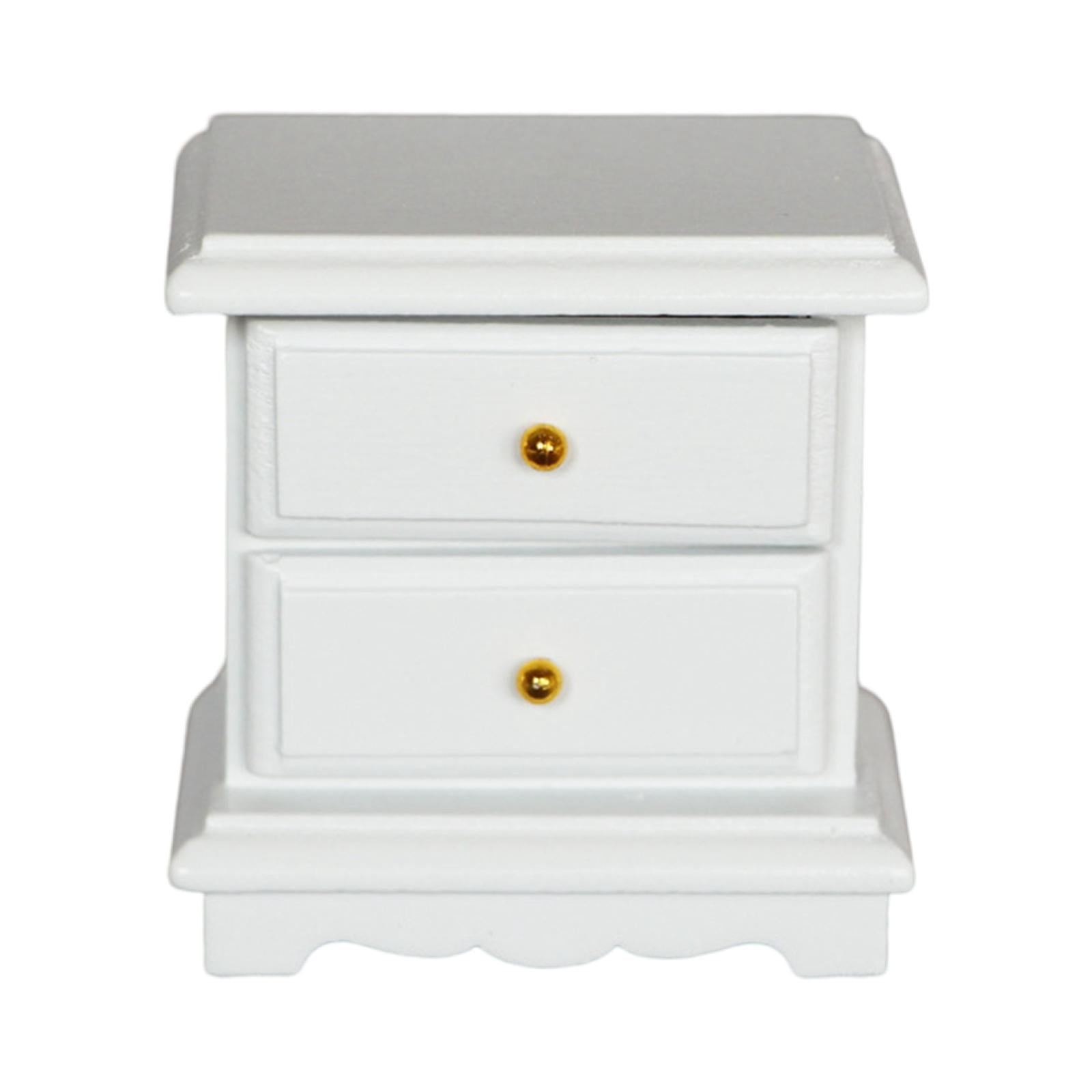 Wooden Dollhouse Bedside Table Miniature 1/12 Scene Wardrobe Model ...