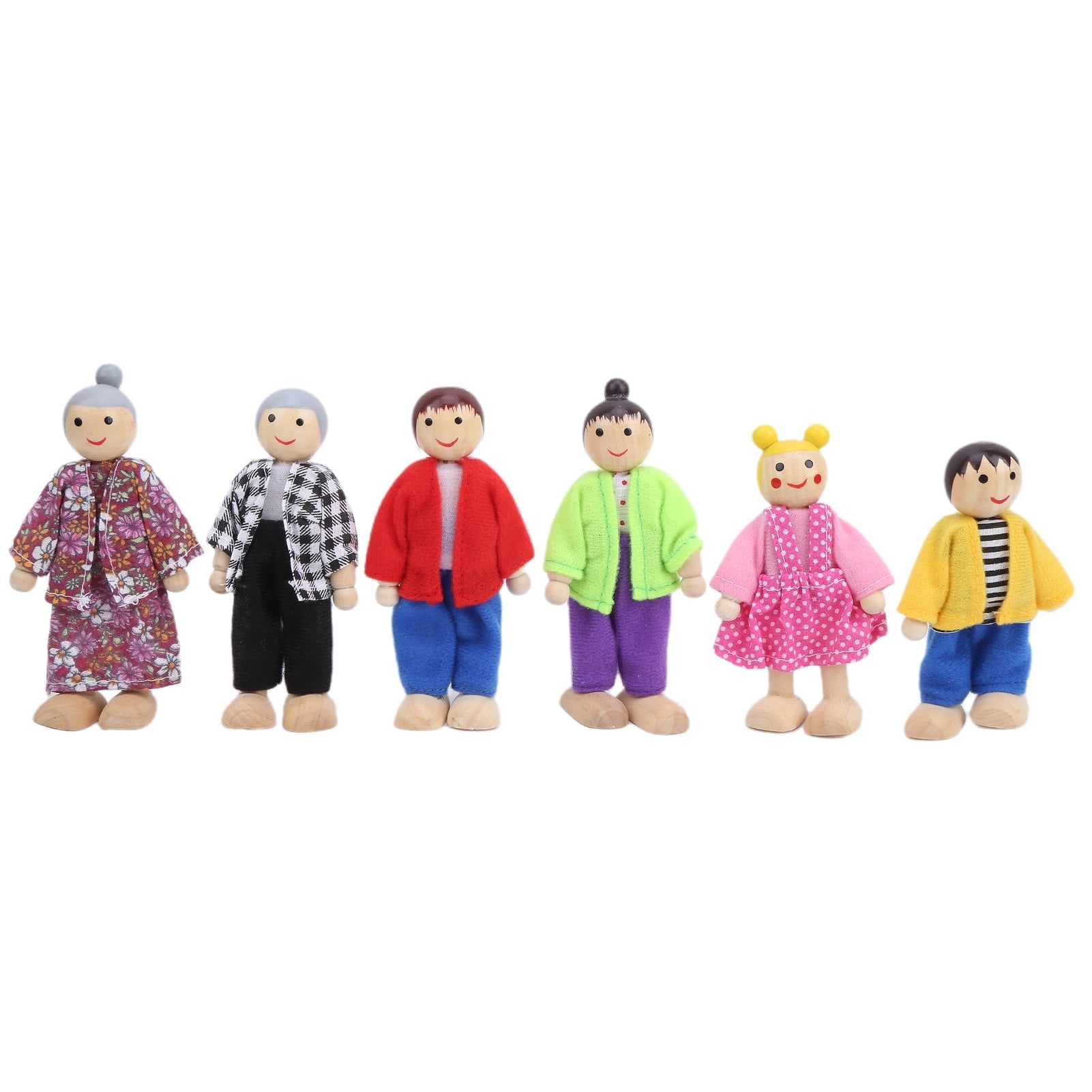 Wooden Dollhouse Family Set Mini People Figures Dollhouse Dolls Wooden ...