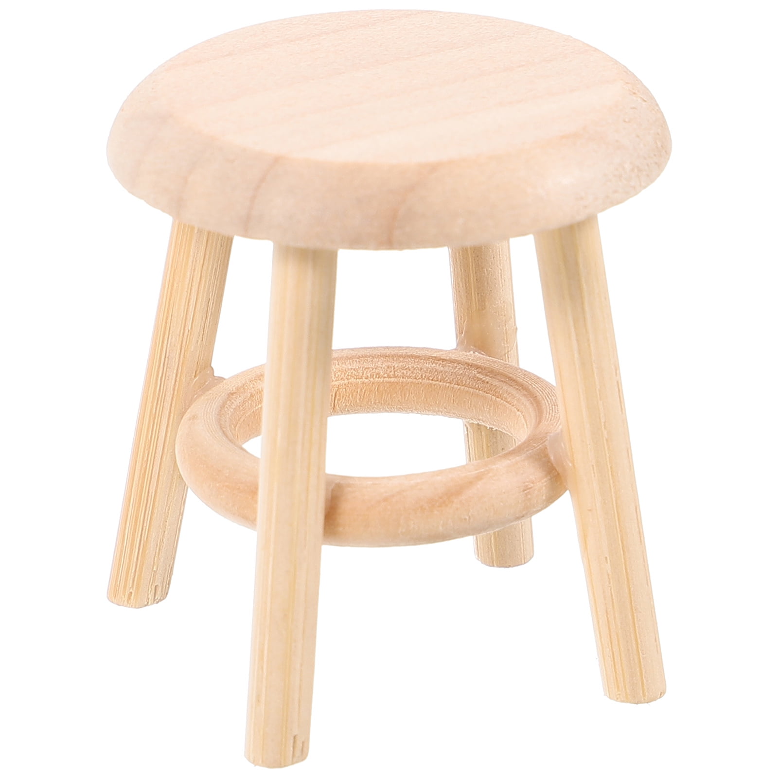 Wooden Dollhouse Ornament Mini Round Stool Decorations for Home 1:12 ...