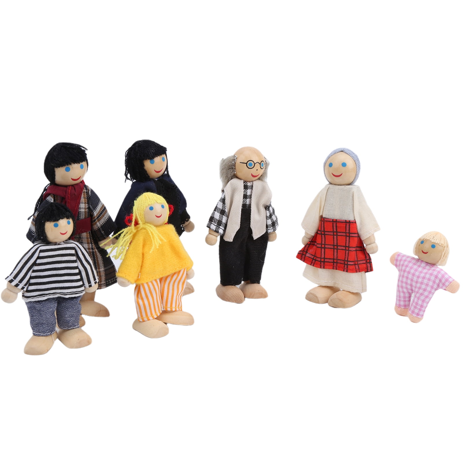 Wooden Dollhouse People of 6/7 Pcs Family Figures, Dollhouse Dolls ...