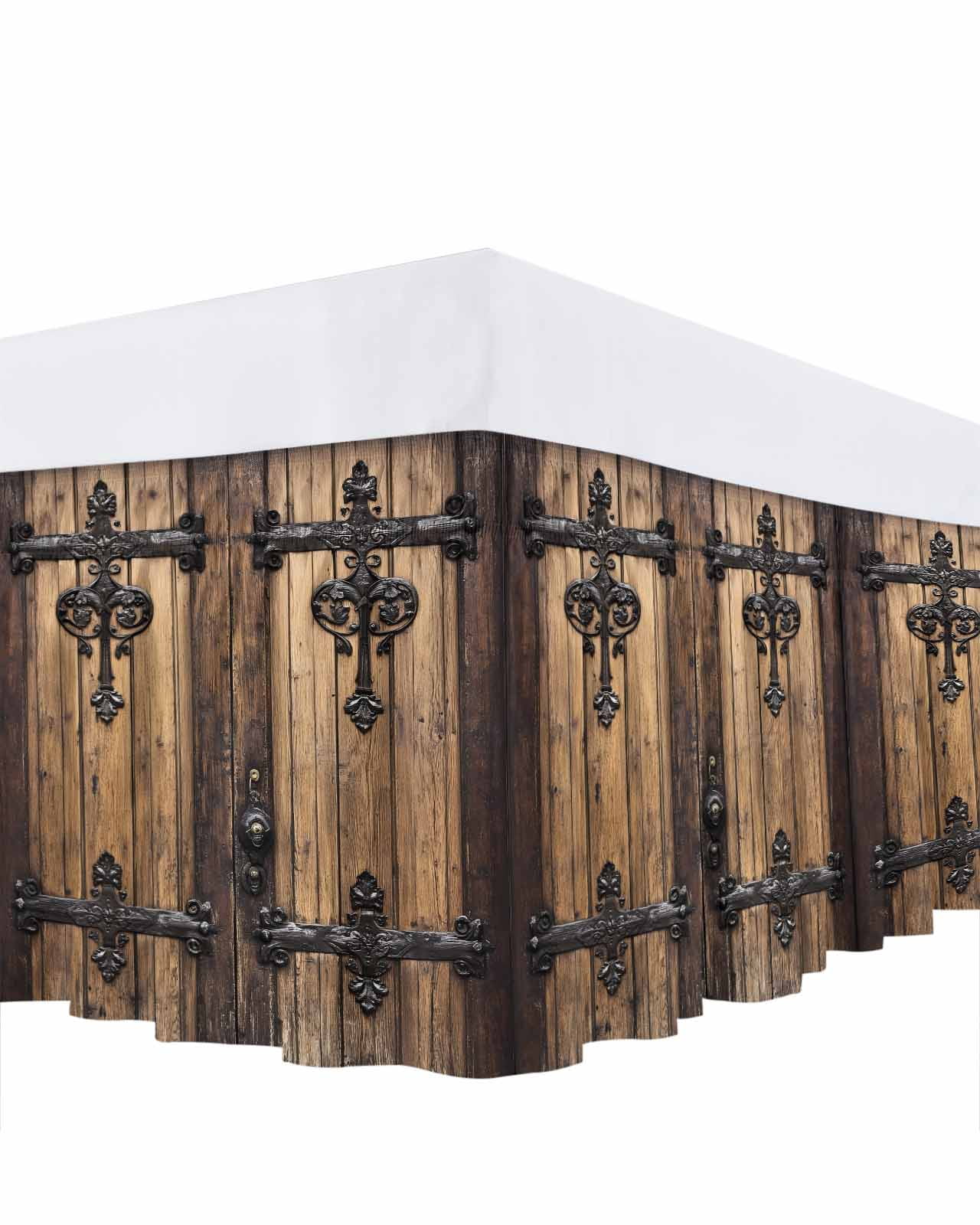 Wooden Door Bed Skirt Barn Door Dilapidated Wood Grain Bed Skirts Queen ...