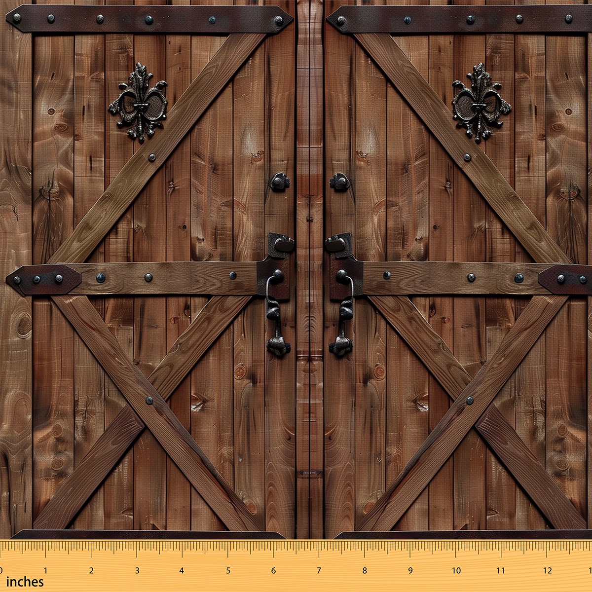 Wooden Door Fabric By The Yard,Barn Door Upholstery Fabric,Retro Metal ...