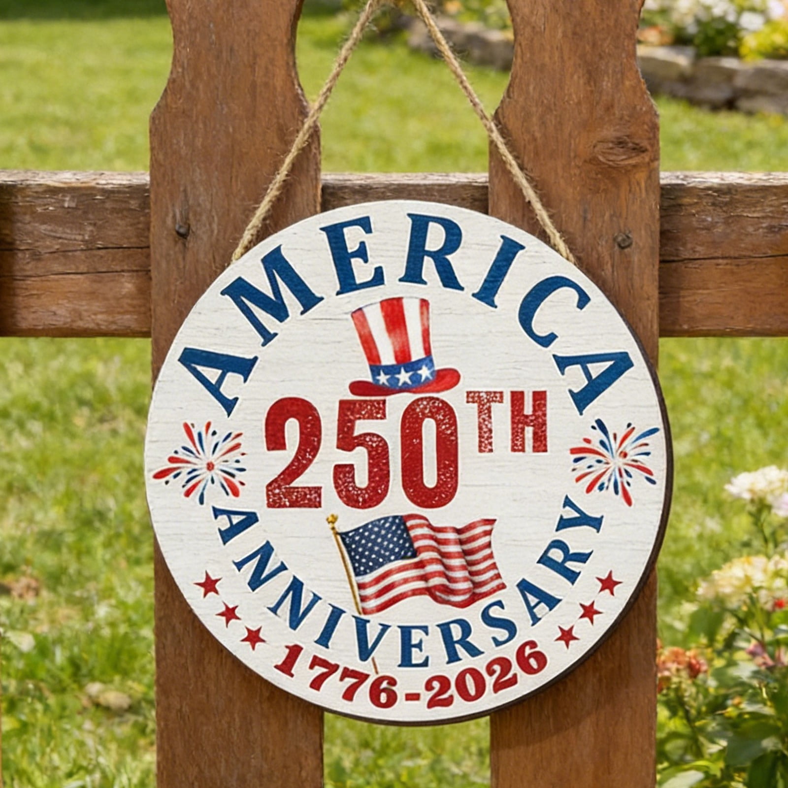 Wooden Door Hanger, Independence Day America 250th Anniversary ...