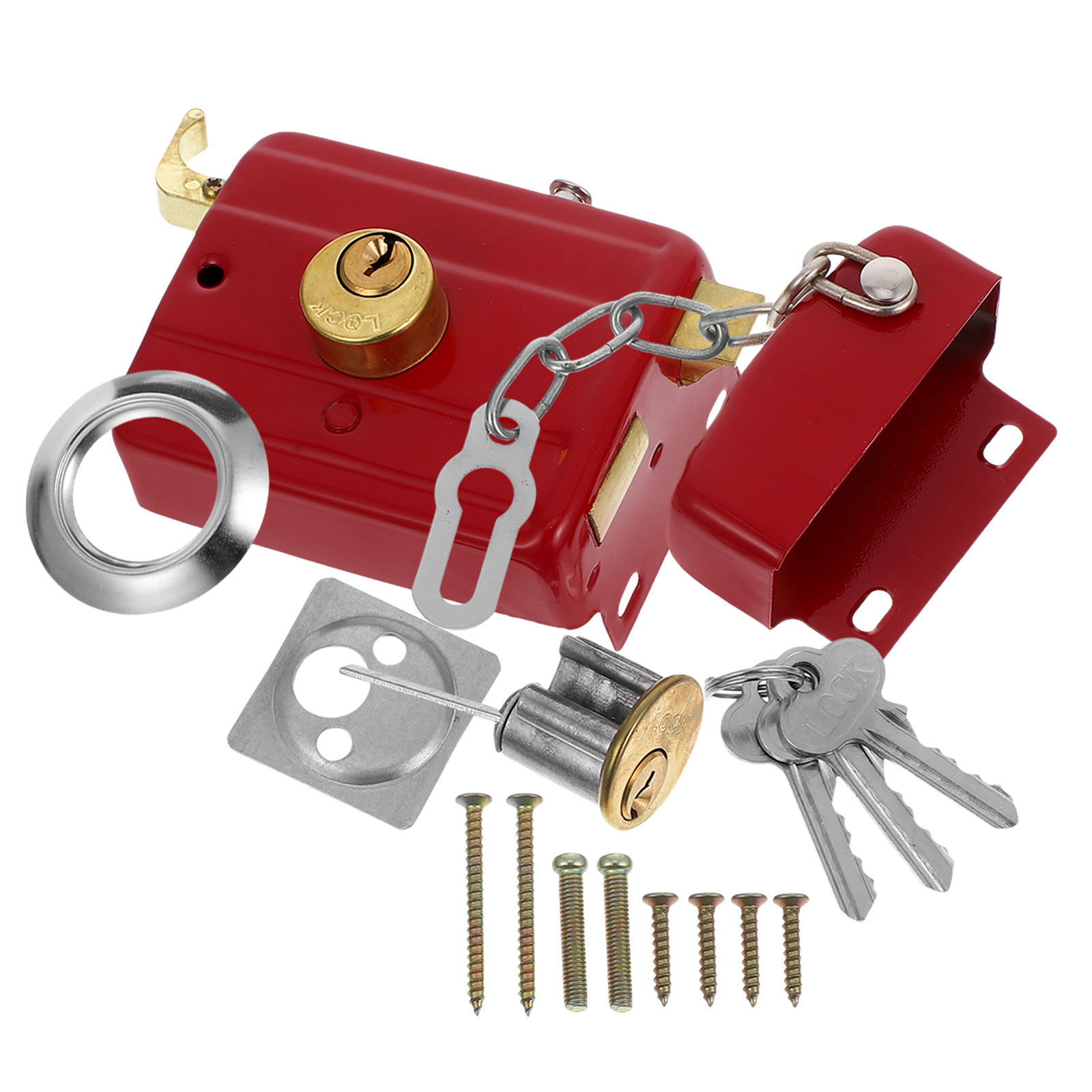 Wooden Door Lock Counter Protector Fryer Coffee Stick Decor Red ...