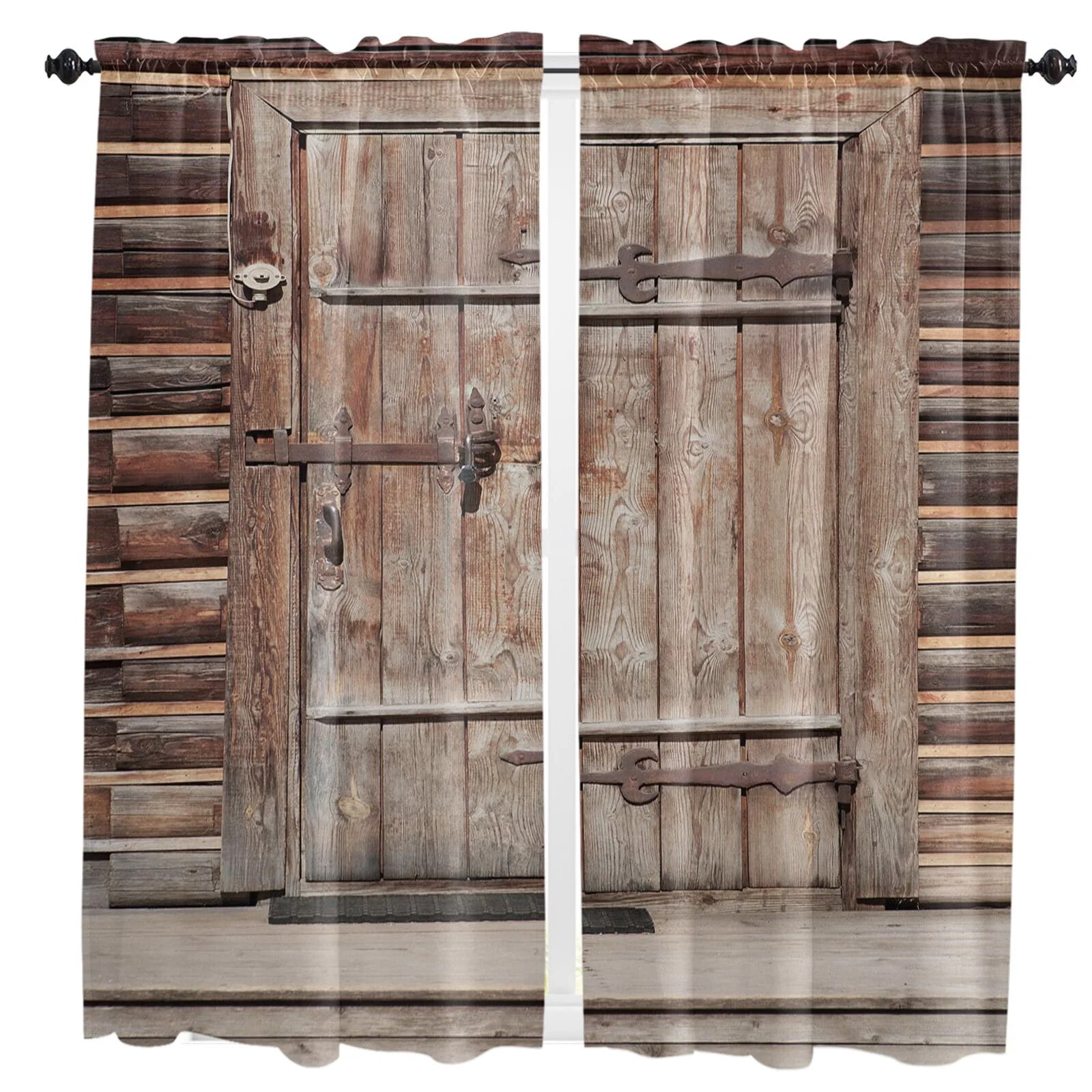 Wooden Door Paint Retro Curtains Home Decor Living Room Kitchen Balcony ...