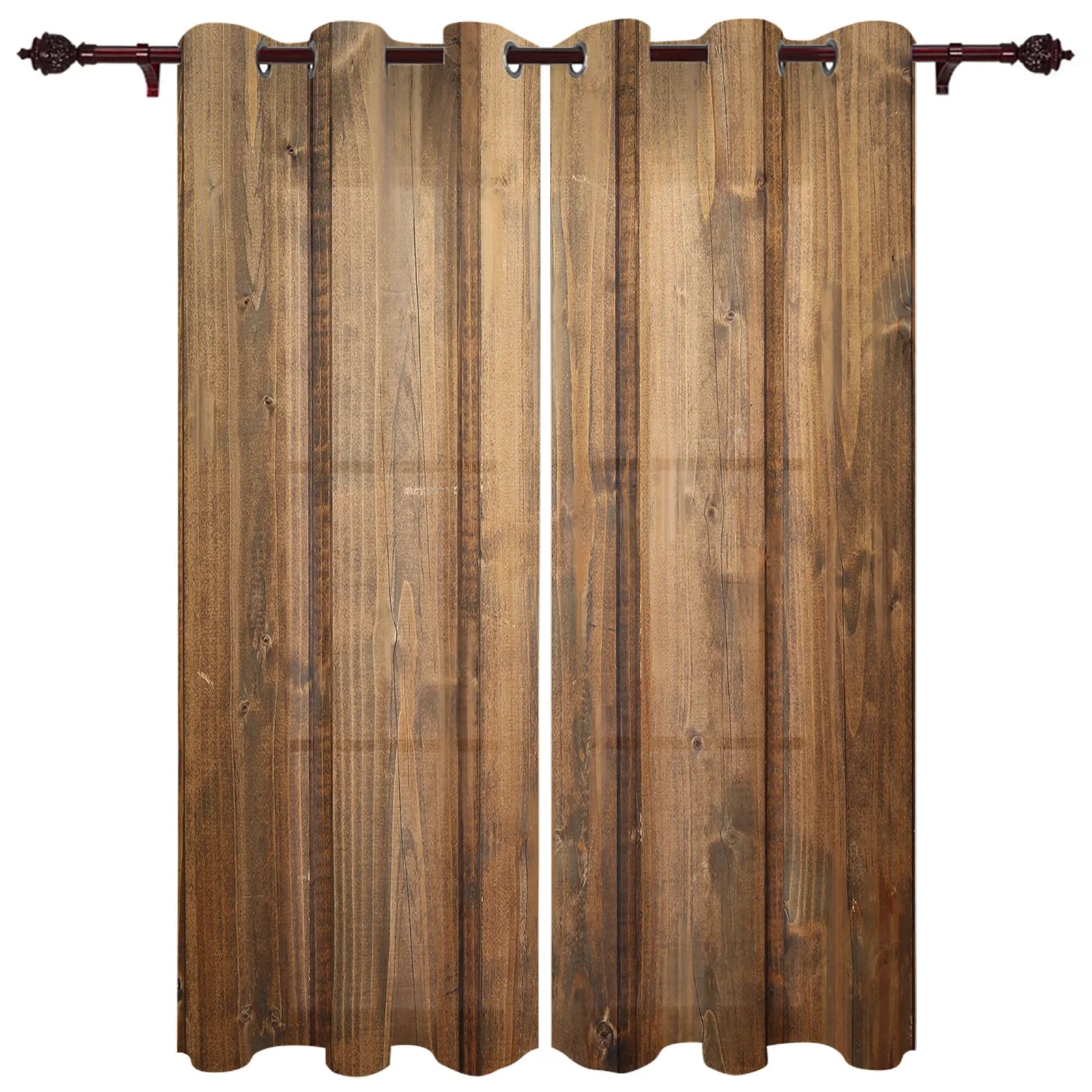 Wooden Door Retro Style Window Curtain Bedroom Living Room Window ...