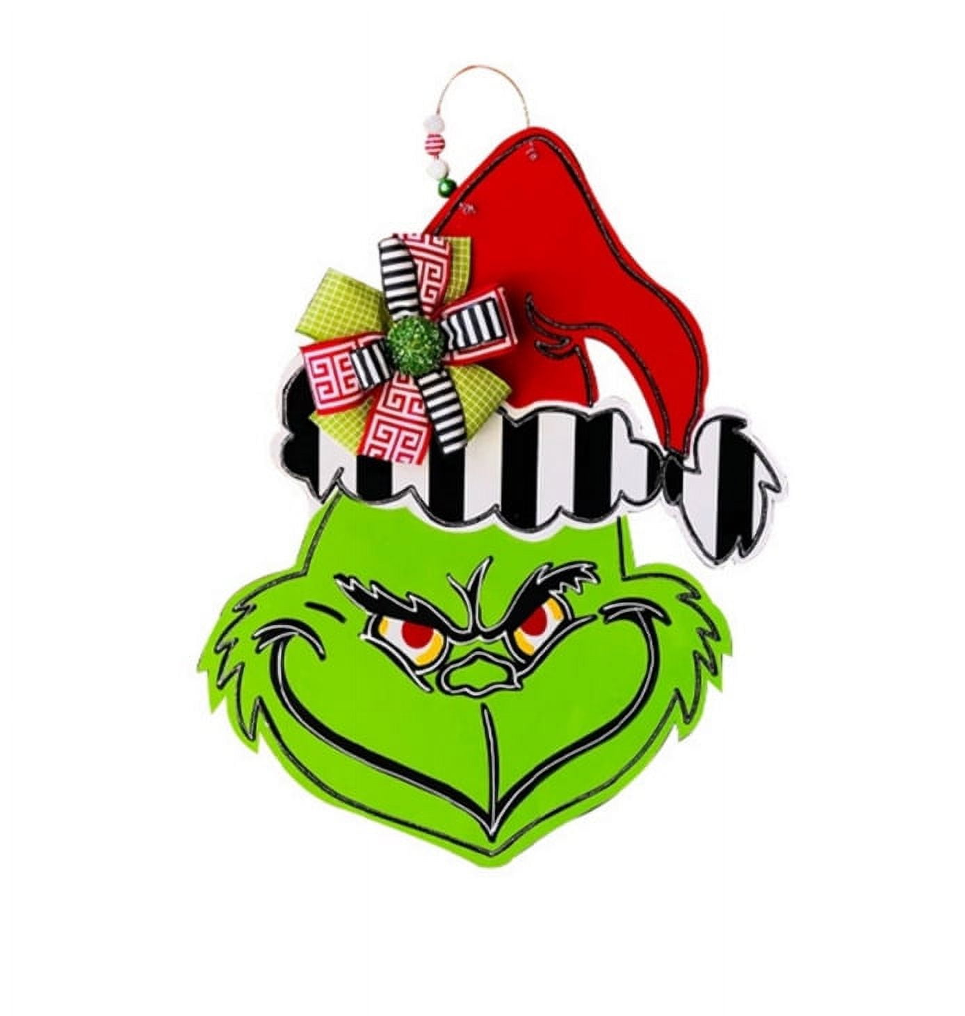 Wooden Door Sign, Grinch Head Door Hanging The Grinch Wreath,15.7 x 11. ...