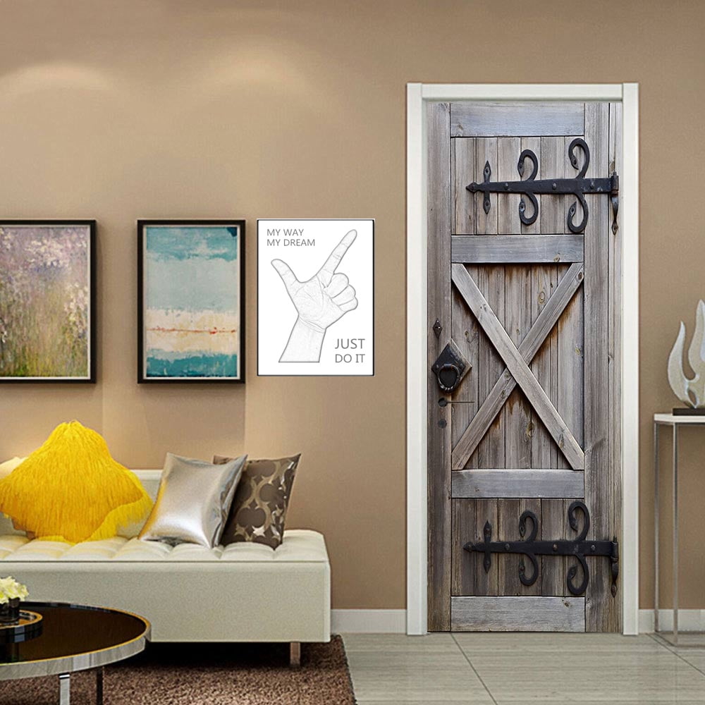 Wooden Door Sticker Home Design Living Room Bedroom Renew Adhesive ...