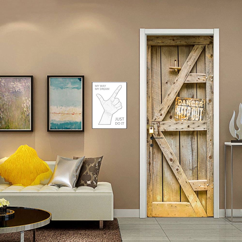 Wooden Door Sticker Home Design Living Room Bedroom Renew Adhesive ...