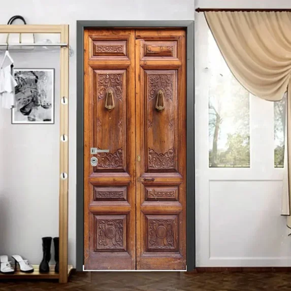 Wooden Door Stickers Imitation Wood Doors Sticker D Self-Adhesive Vinyl ...