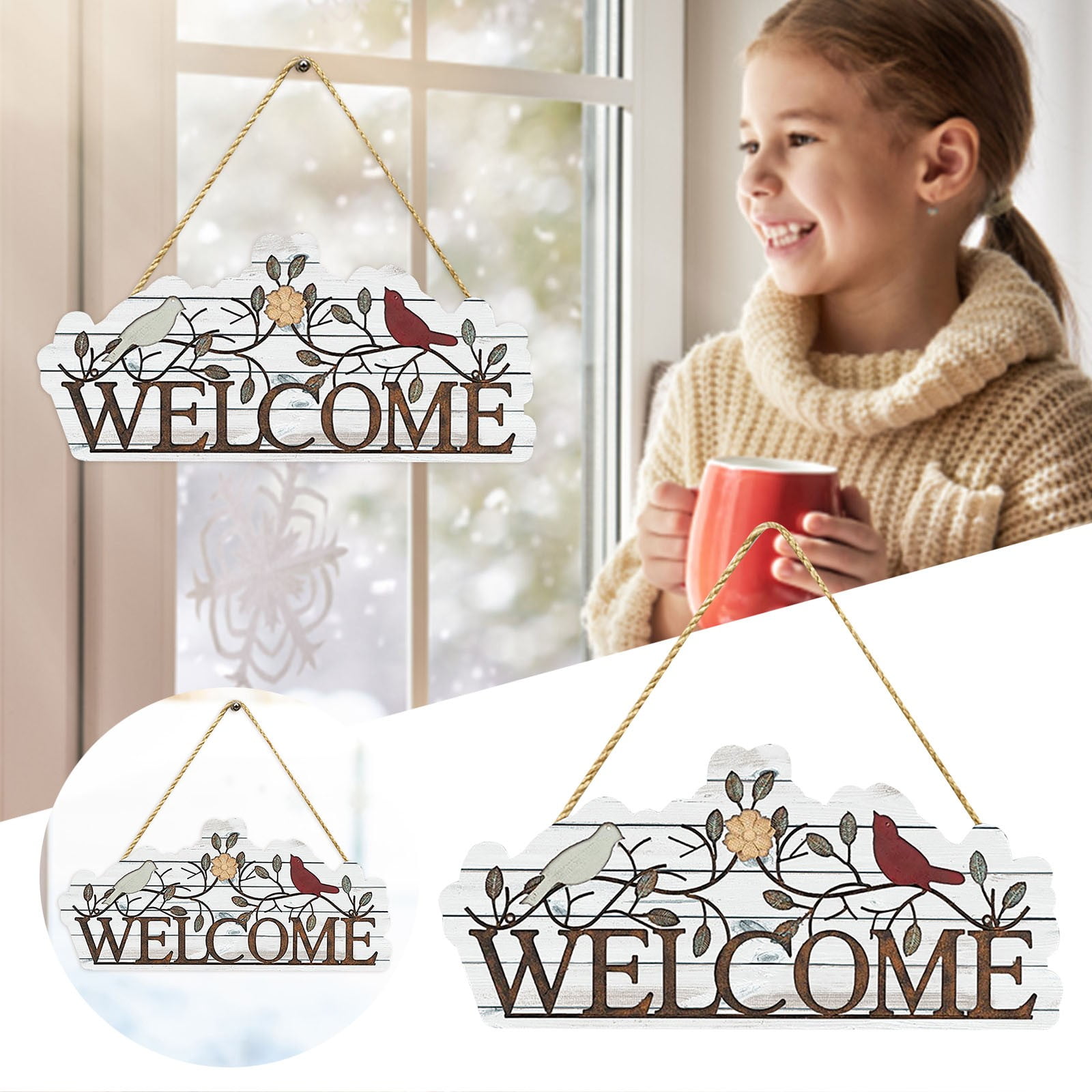 Wooden Doors Hang From Farmhouse Cute Room Decorations Metal Welcome ...