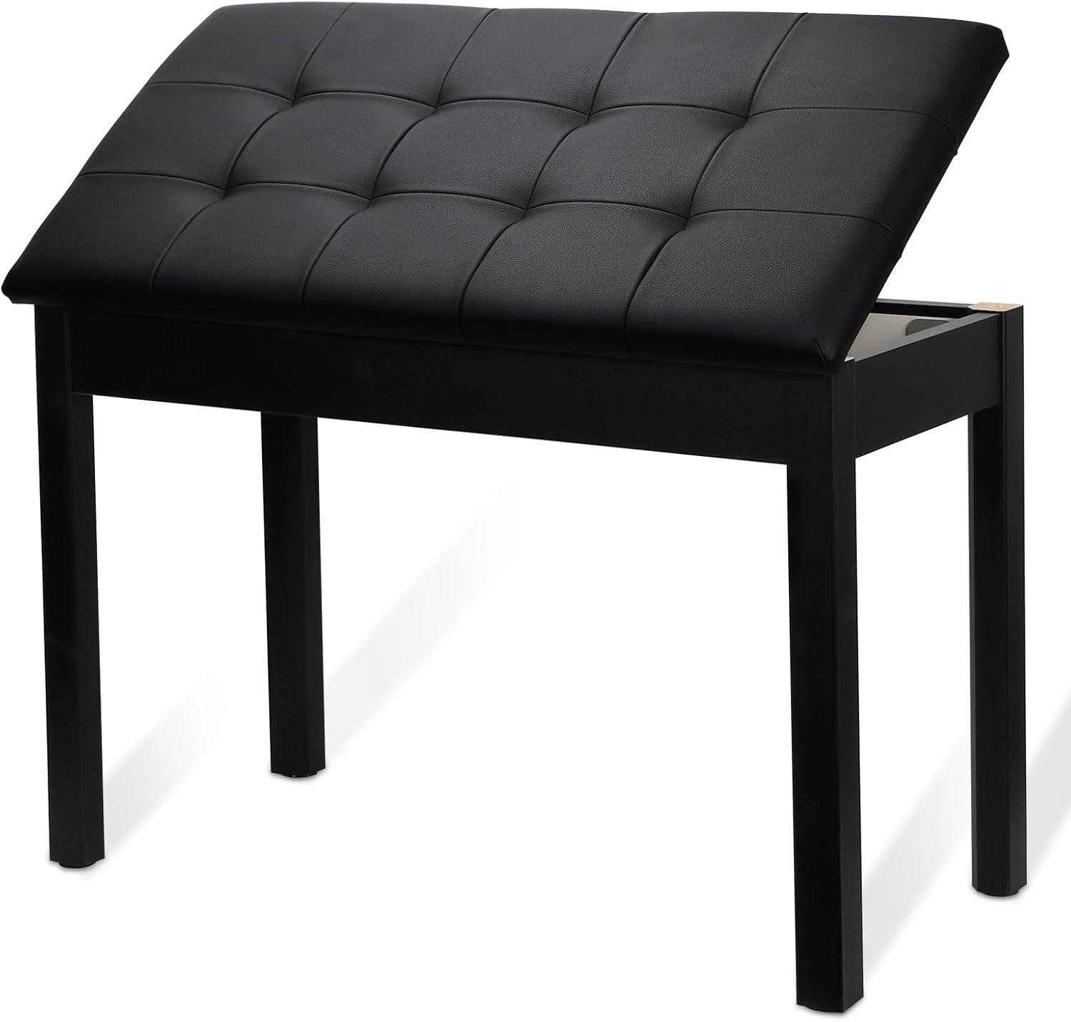 Wooden Double/Duet Piano Bench with Storage and Thick Cushion Faux ...