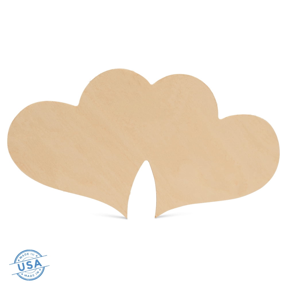 Wooden Double Heart Cutout 8 inches, Pack of 50 Unfinished Heart Signs ...