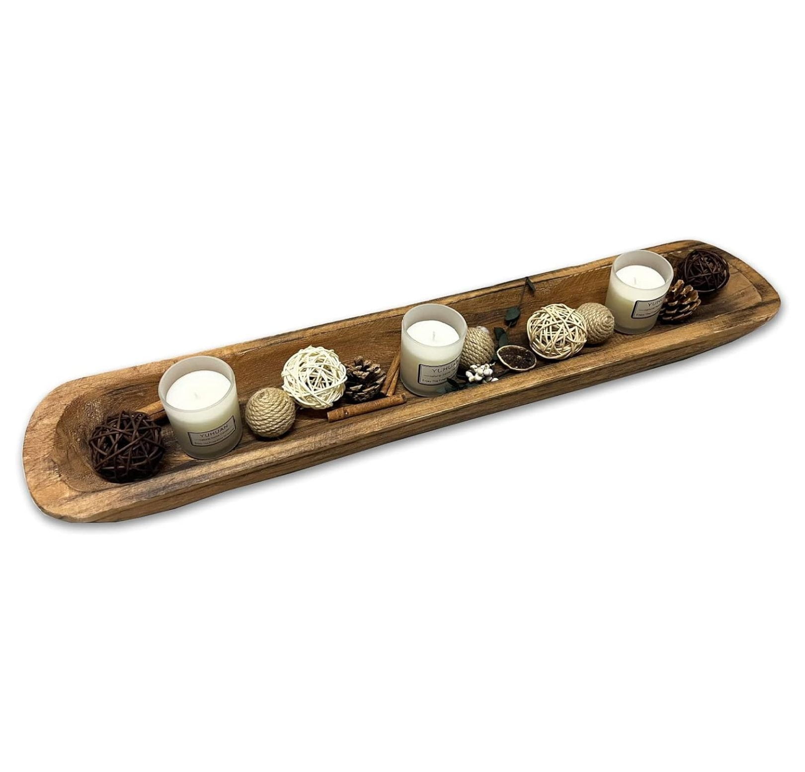 Wooden Dough Bowls Decorative，30'' Rustic Bread Long Bowls Decor Wood ...